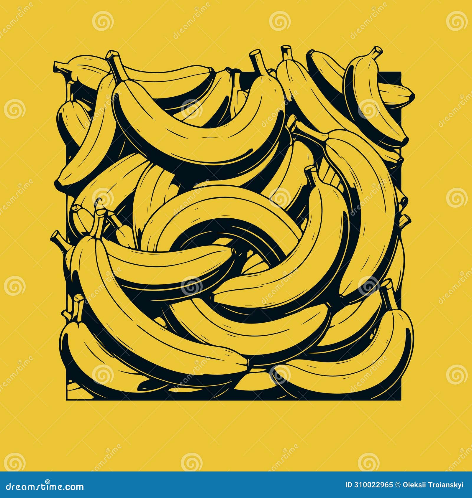 Square Banana Pixel Art Frame Design Vector Illustration ...