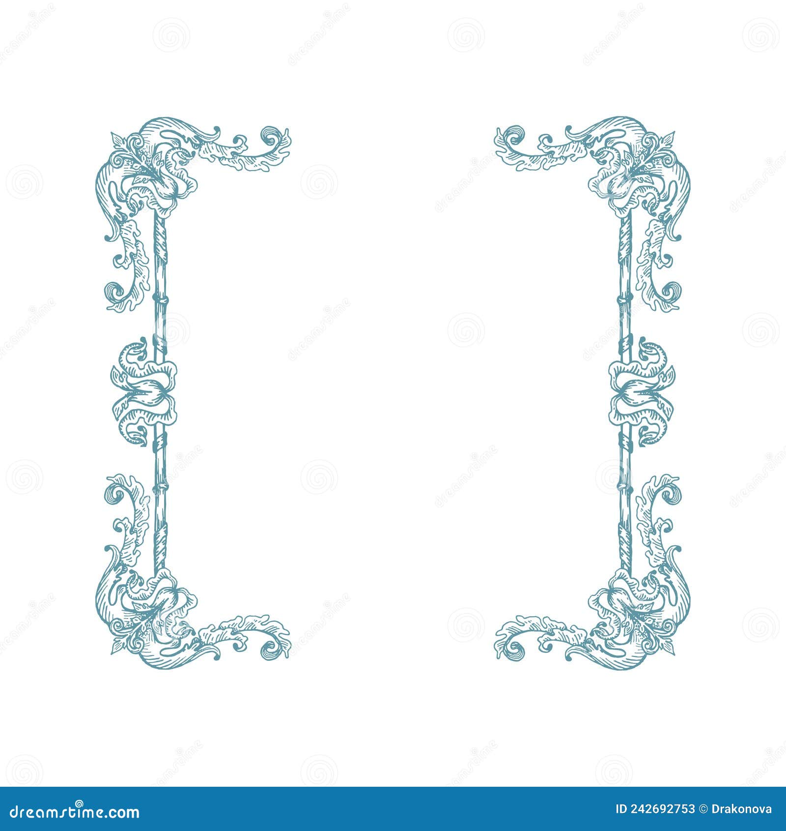 Vector Square Decorative Frame in Baroque Victorian Vintage Retro Style ...