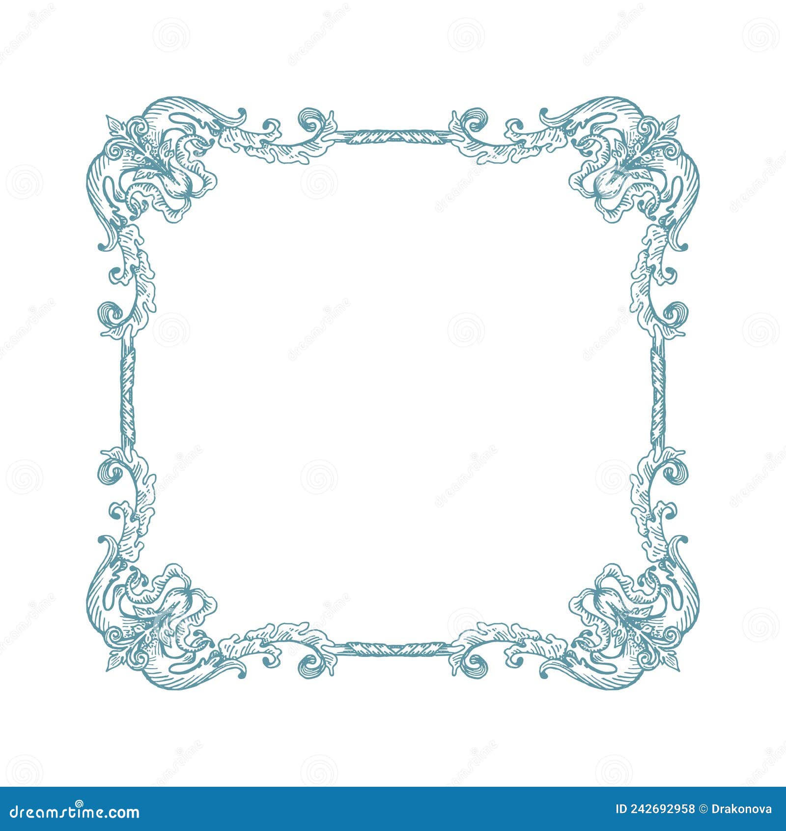 Vector Square Decorative Frame in Baroque Victorian Vintage Retro Style ...