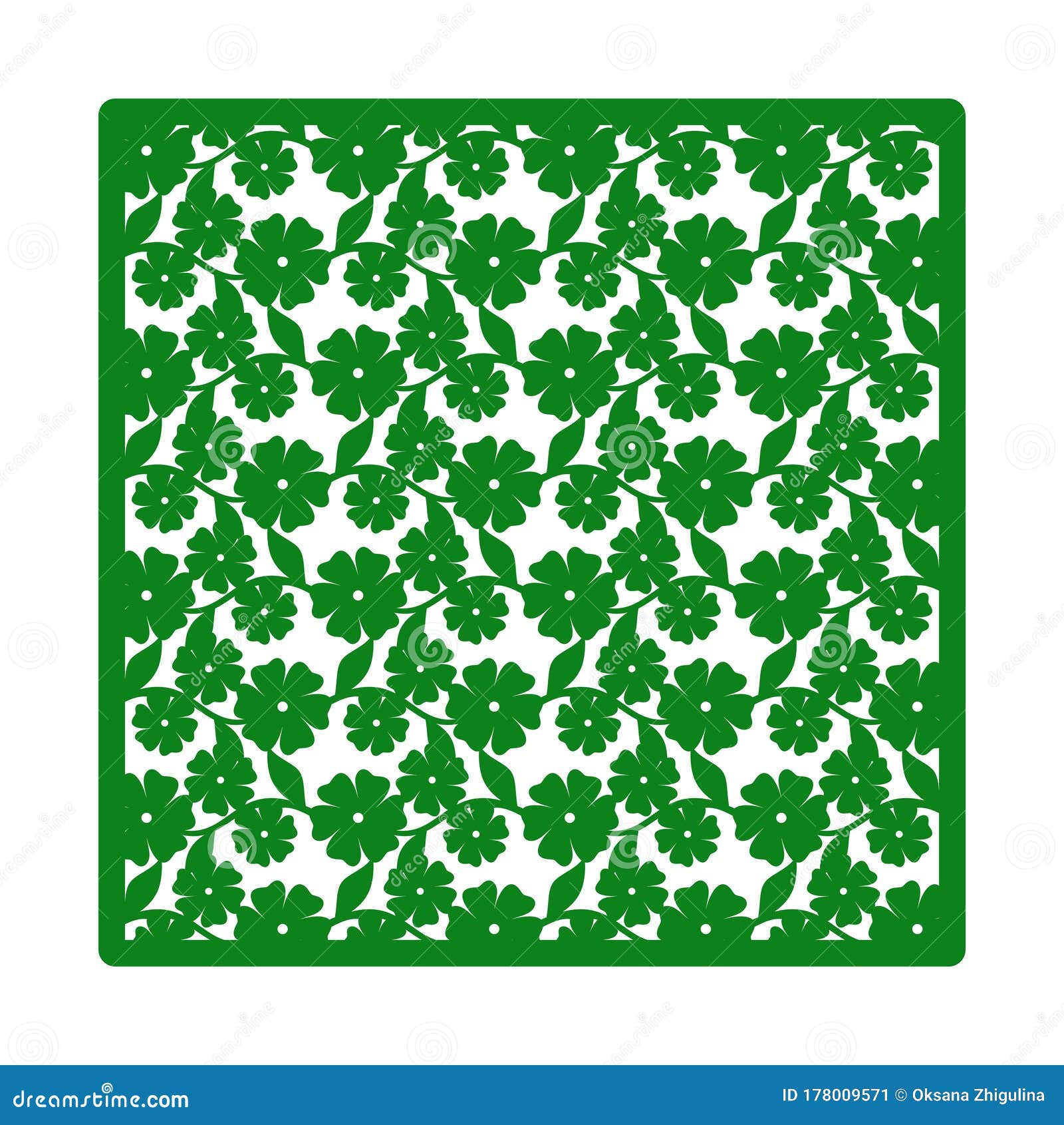 Vector Square Decorative Panel with Flowers and Leaves. Stock ...