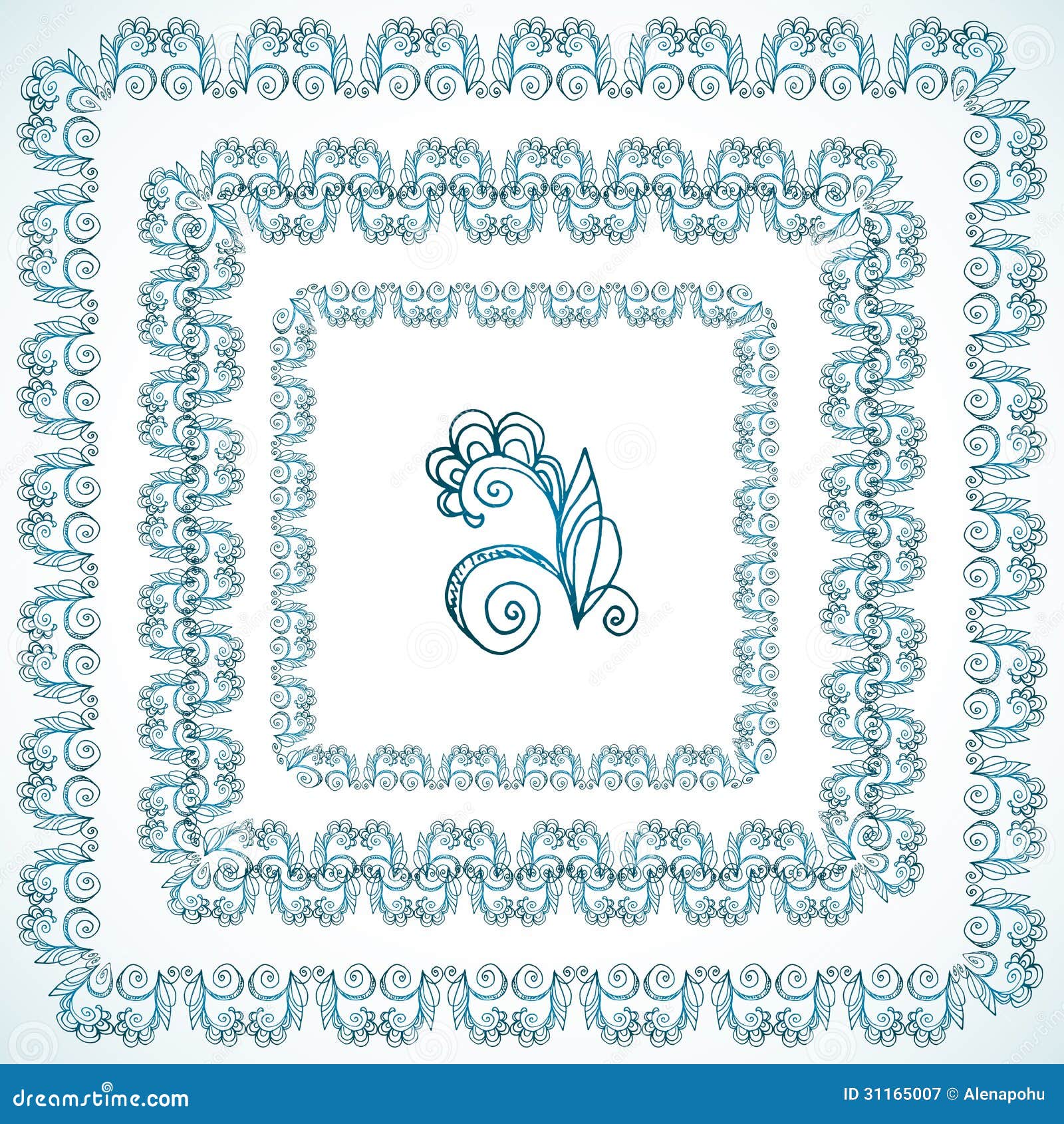 Vector Square Doodle Frames Set Stock Illustration - Illustration of ...