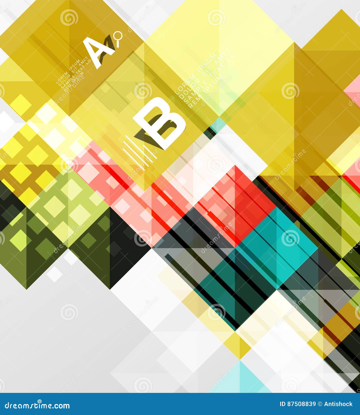 Vector Square Elements on Gray Abstract Background with Infographics ...