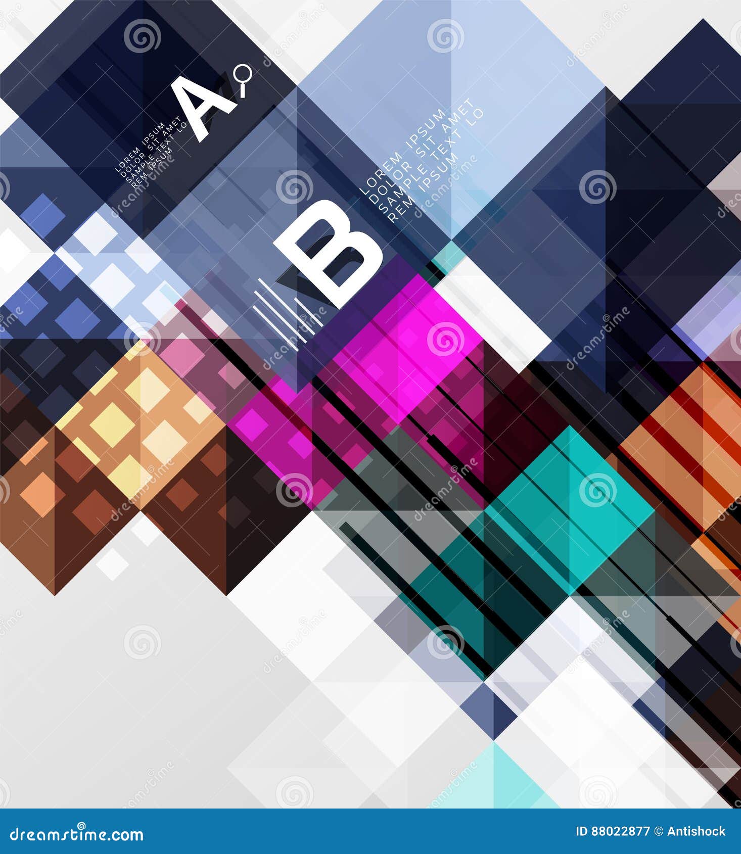 Vector Square Elements on Gray Abstract Background with Infographics ...