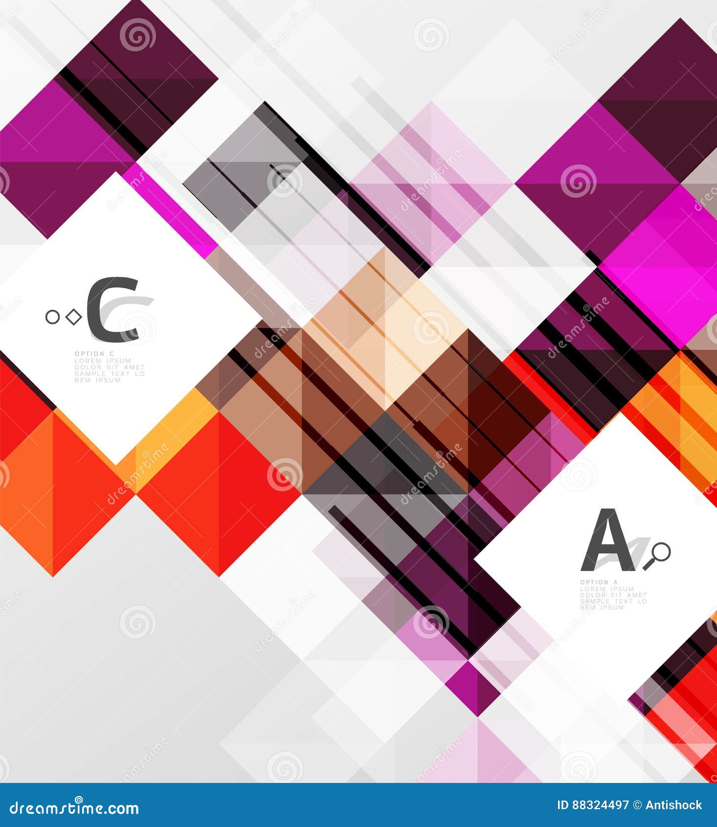 Vector Square Elements on Gray Abstract Background with Infographics ...