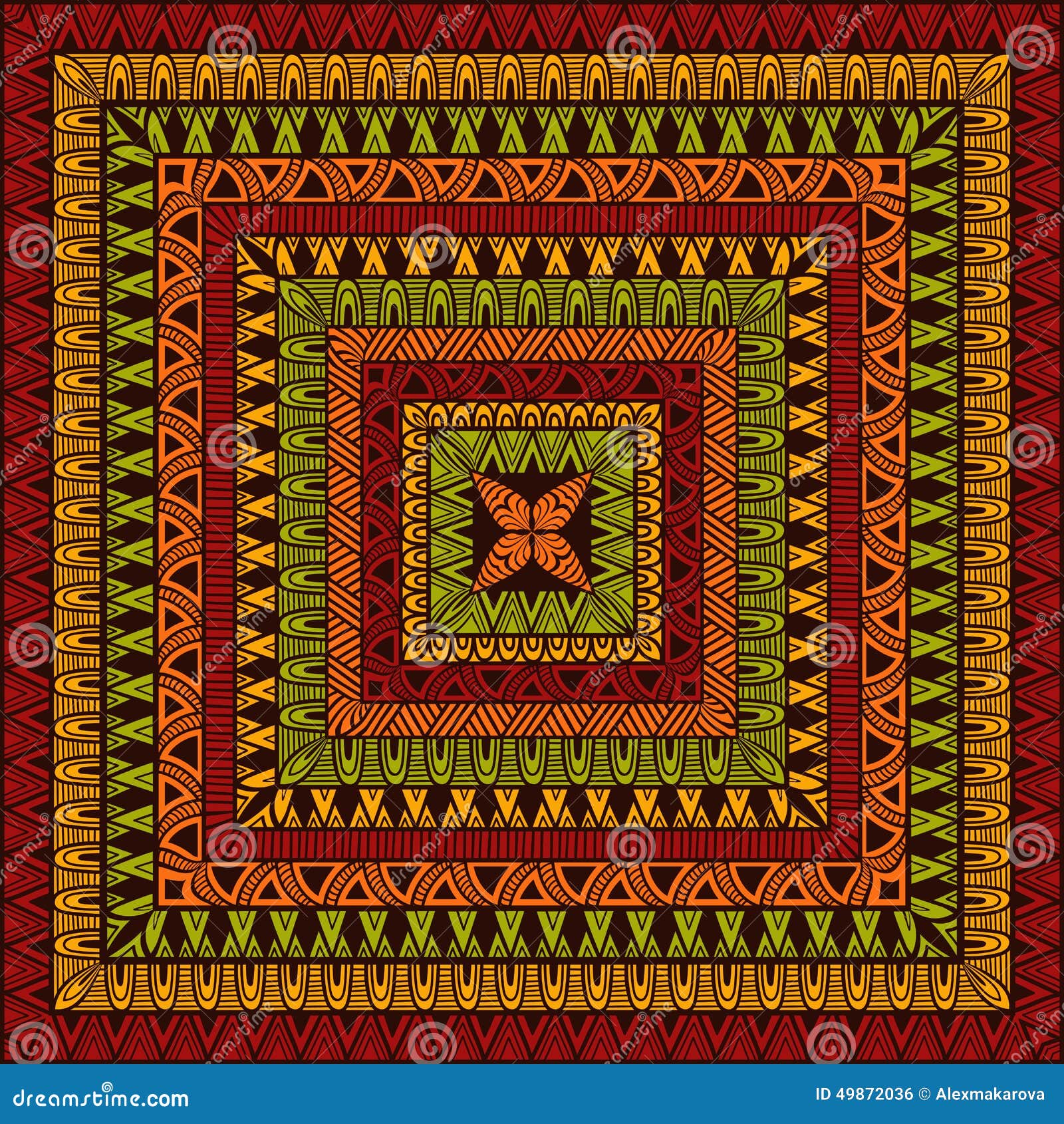 Vector Square Ethnic Pattern Stock Vector - Illustration of orient ...