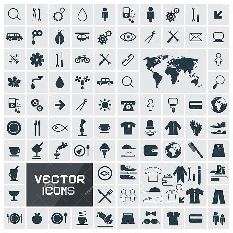Vector Square Flat Icons Set Stock Vector - Illustration of comb, leaf ...