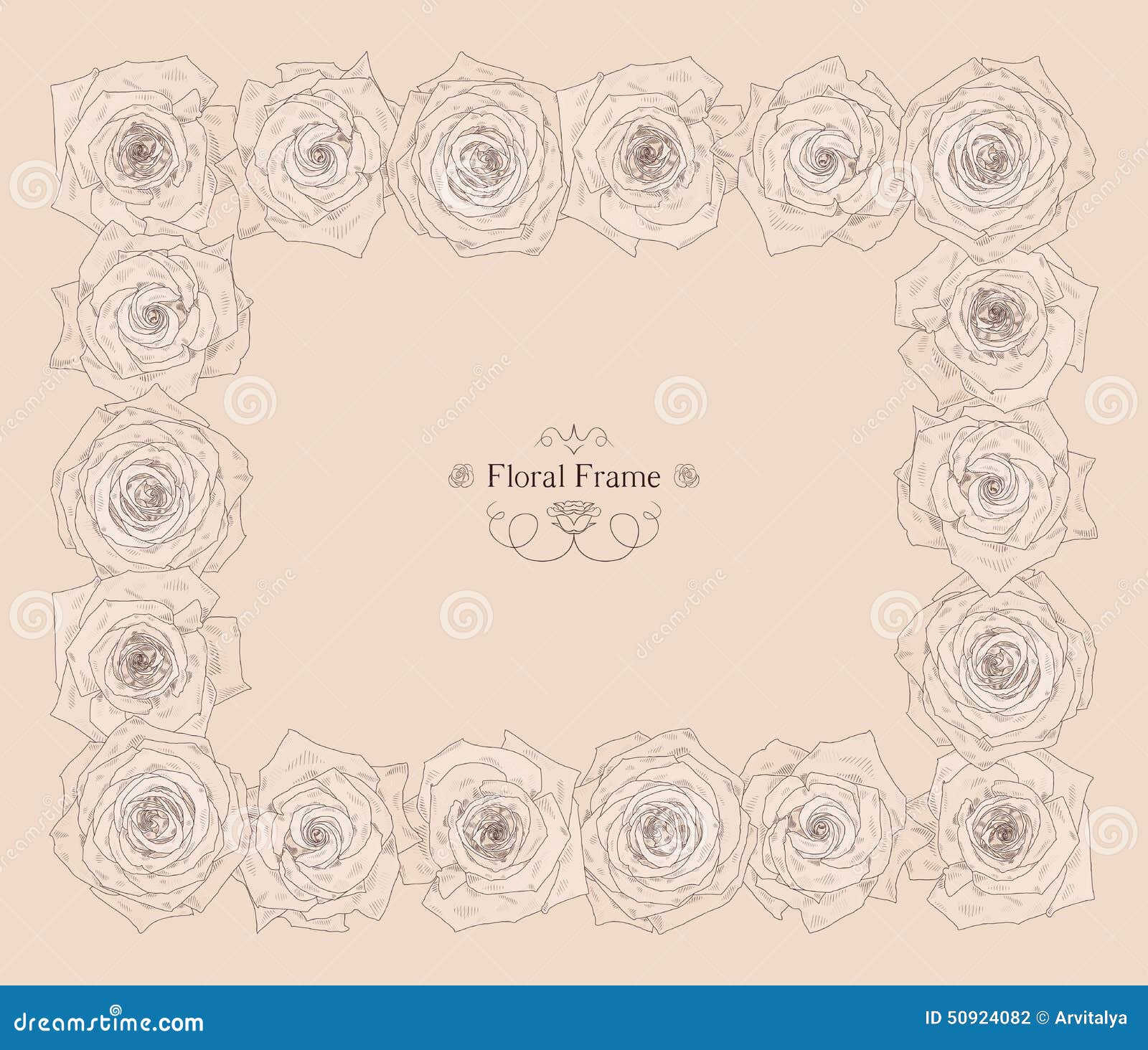 Vector Square Frame with Beautiful Roses Stock Vector - Illustration of ...