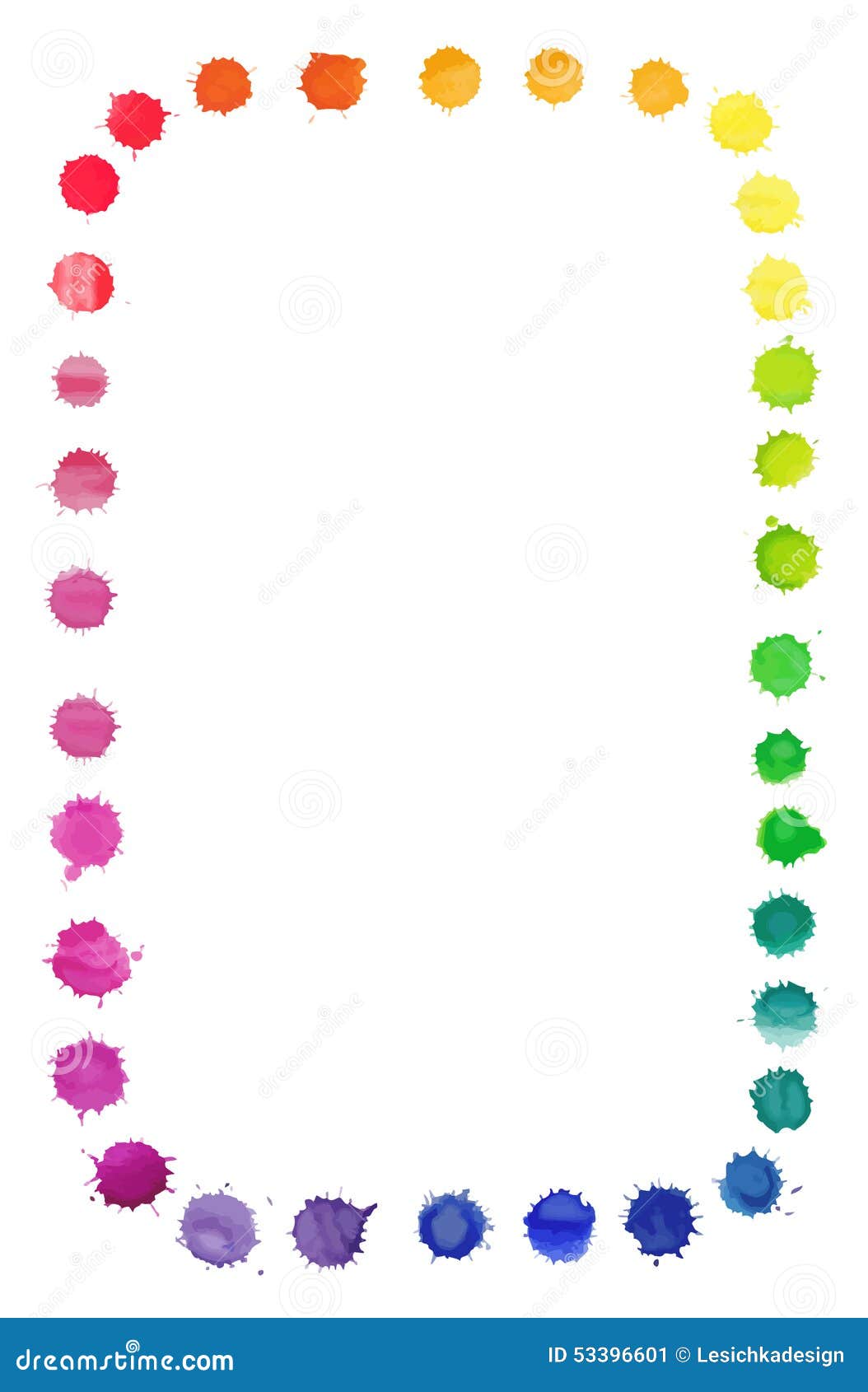 Vector Square Frame Made Of Watercolor Rainbow Blobs Stock Vector