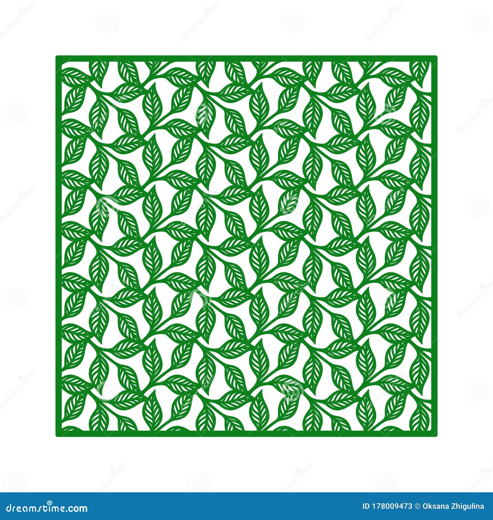 Vector Square Frame with a Pattern of Branches, Leaves. Stock ...