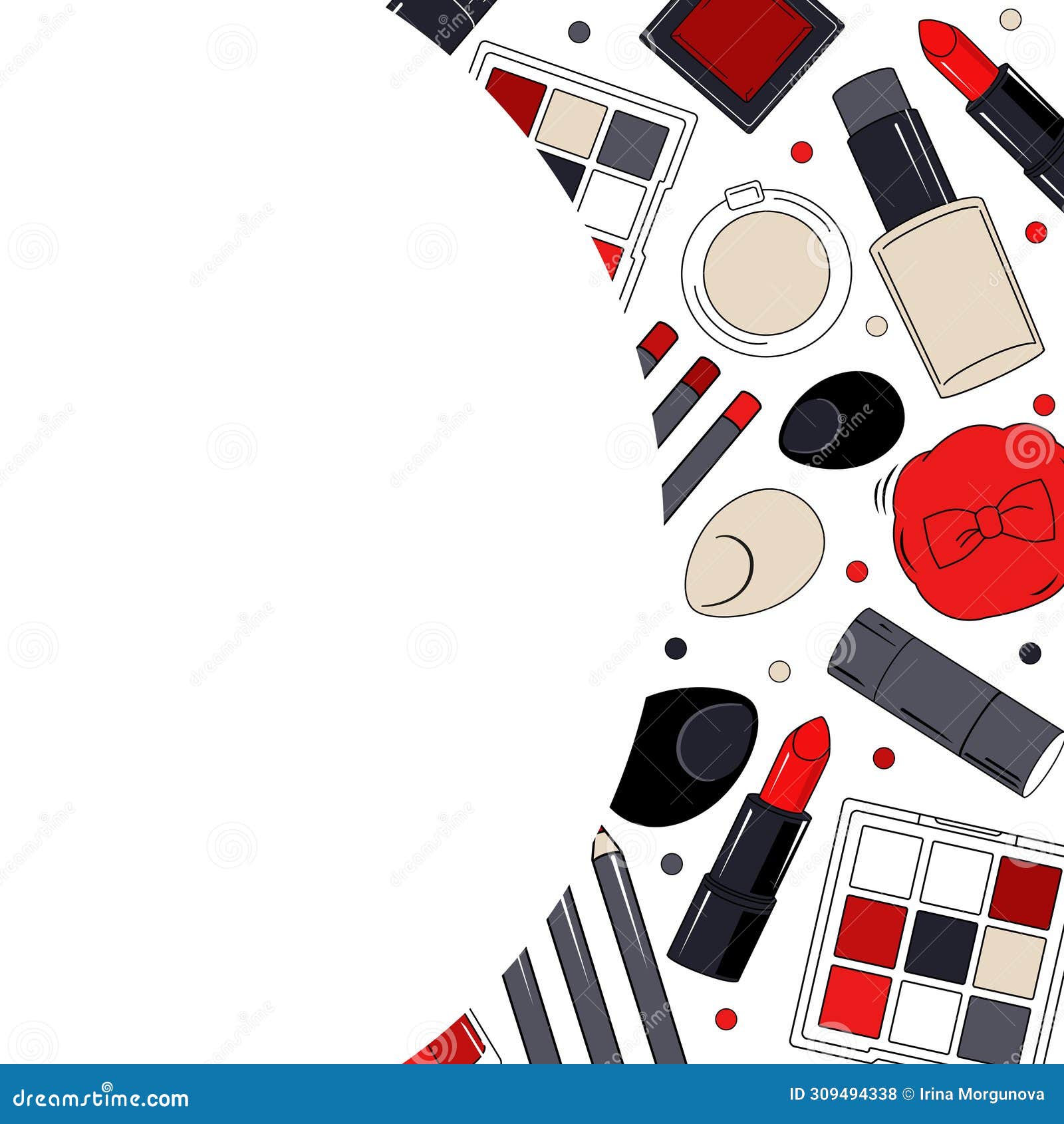 Vector Square Frame with Red Makeup Elements for Text. Vignette with ...