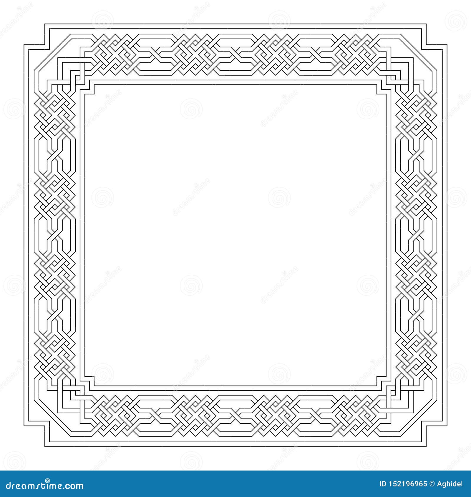 Vector Square Frame with Seamless Islamic Pattern. Ancient Repeated ...