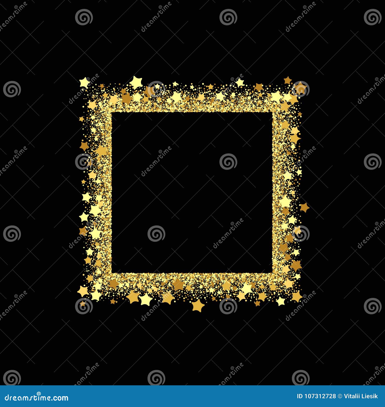 Vector Square Frame. Shining Banner. Isolated on Black Transparent ...