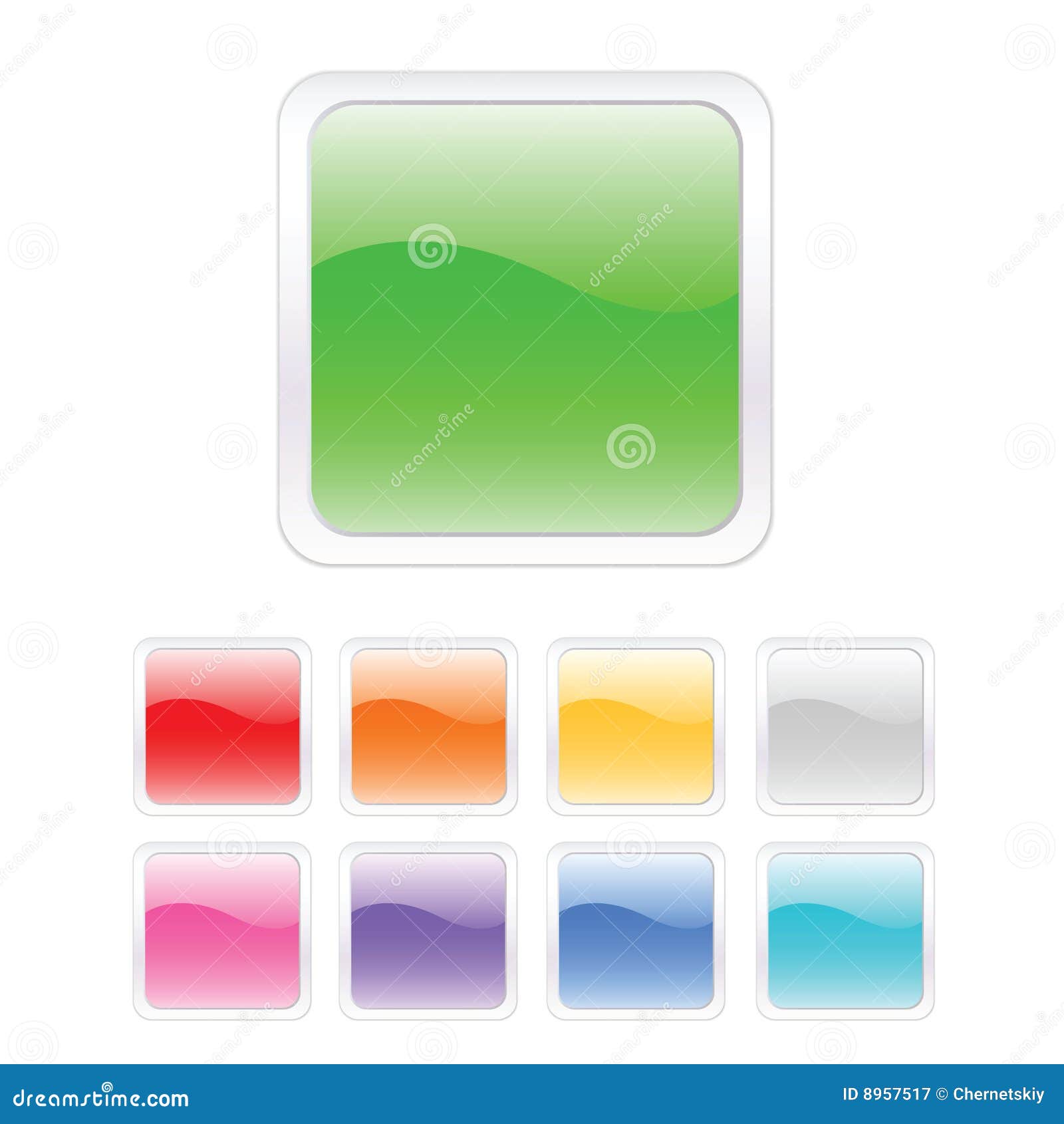 Vector Square Glossy Buttons Stock Vector - Illustration of glossy ...