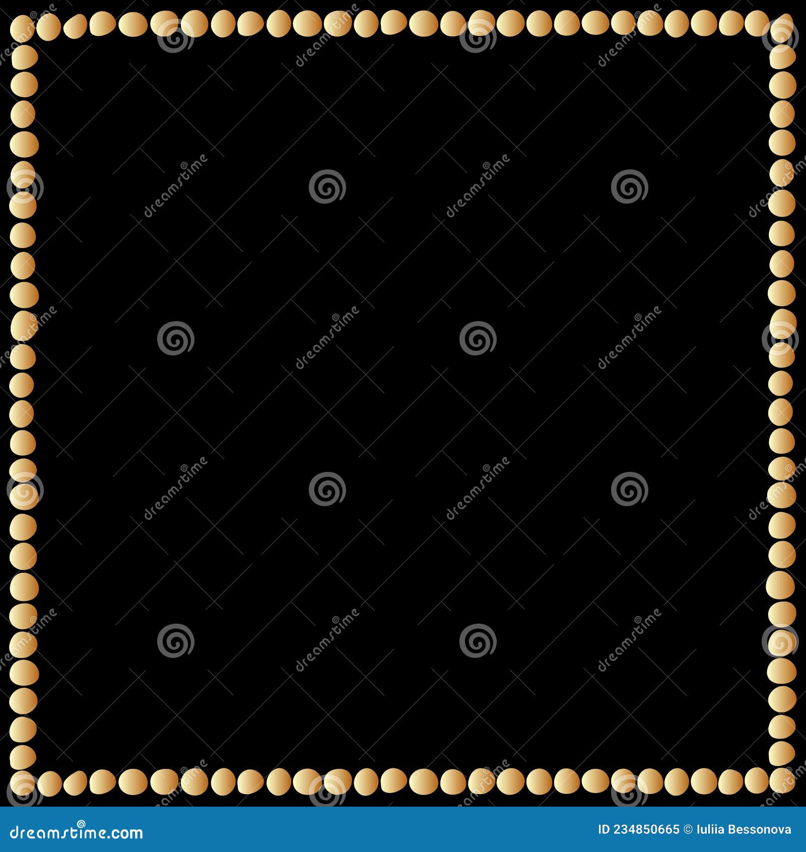 Vector Square Golden Frame Made of Dots, Drops, Grains, Specks, Circles ...