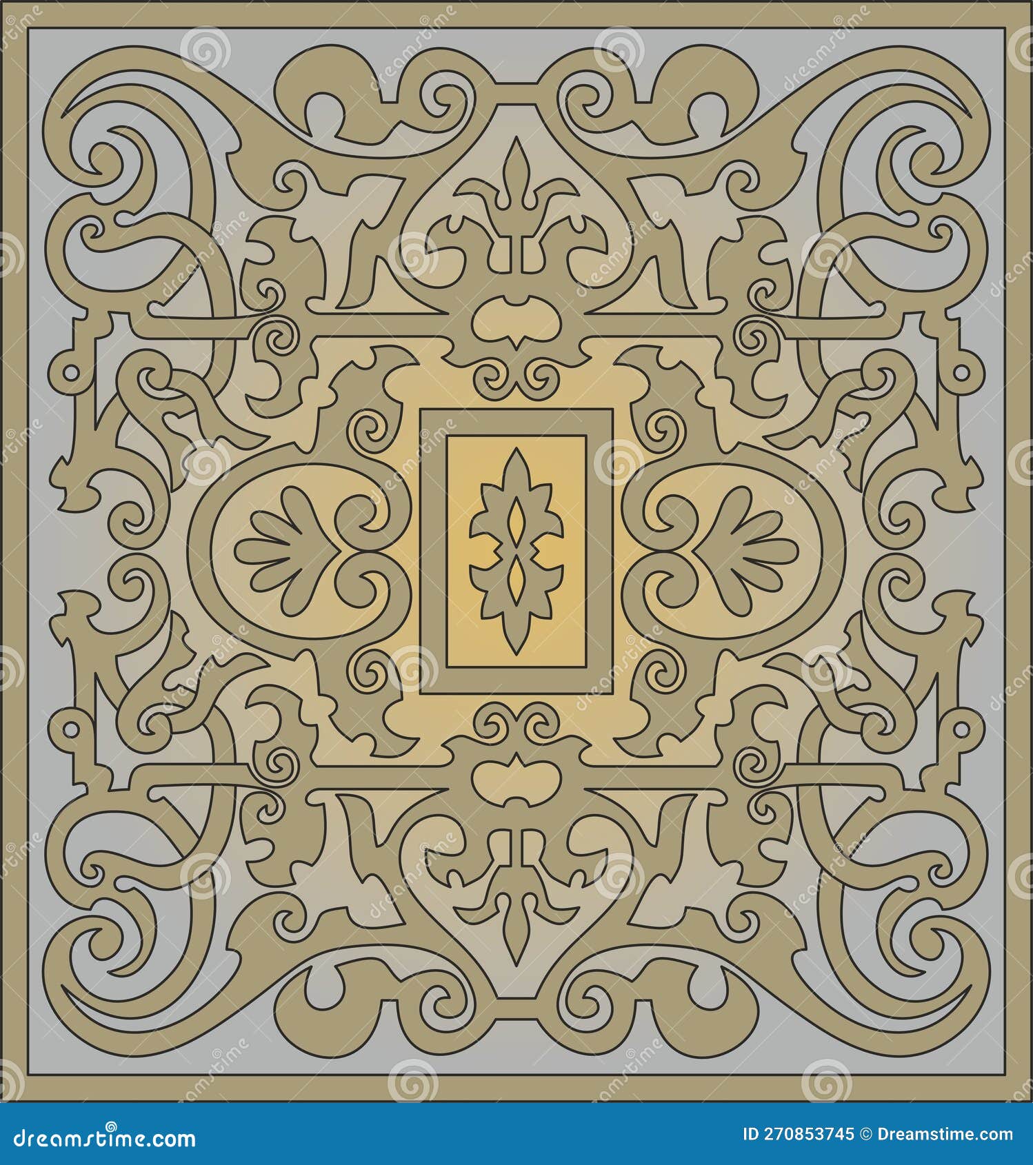 Vector Square Gray and Gold Ornament of Ancient Rome. Stock Vector ...