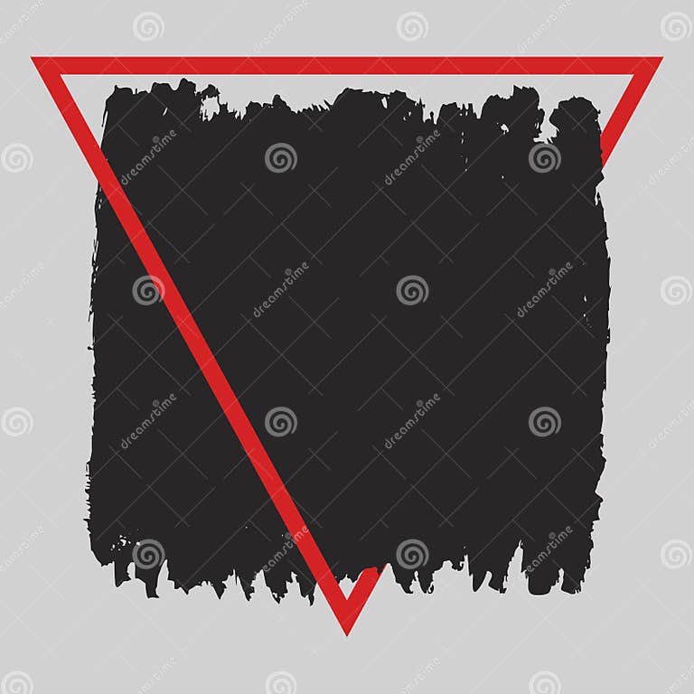 Vector Square Grunge Black Painted Blot in Red Triangular Frame Stock ...
