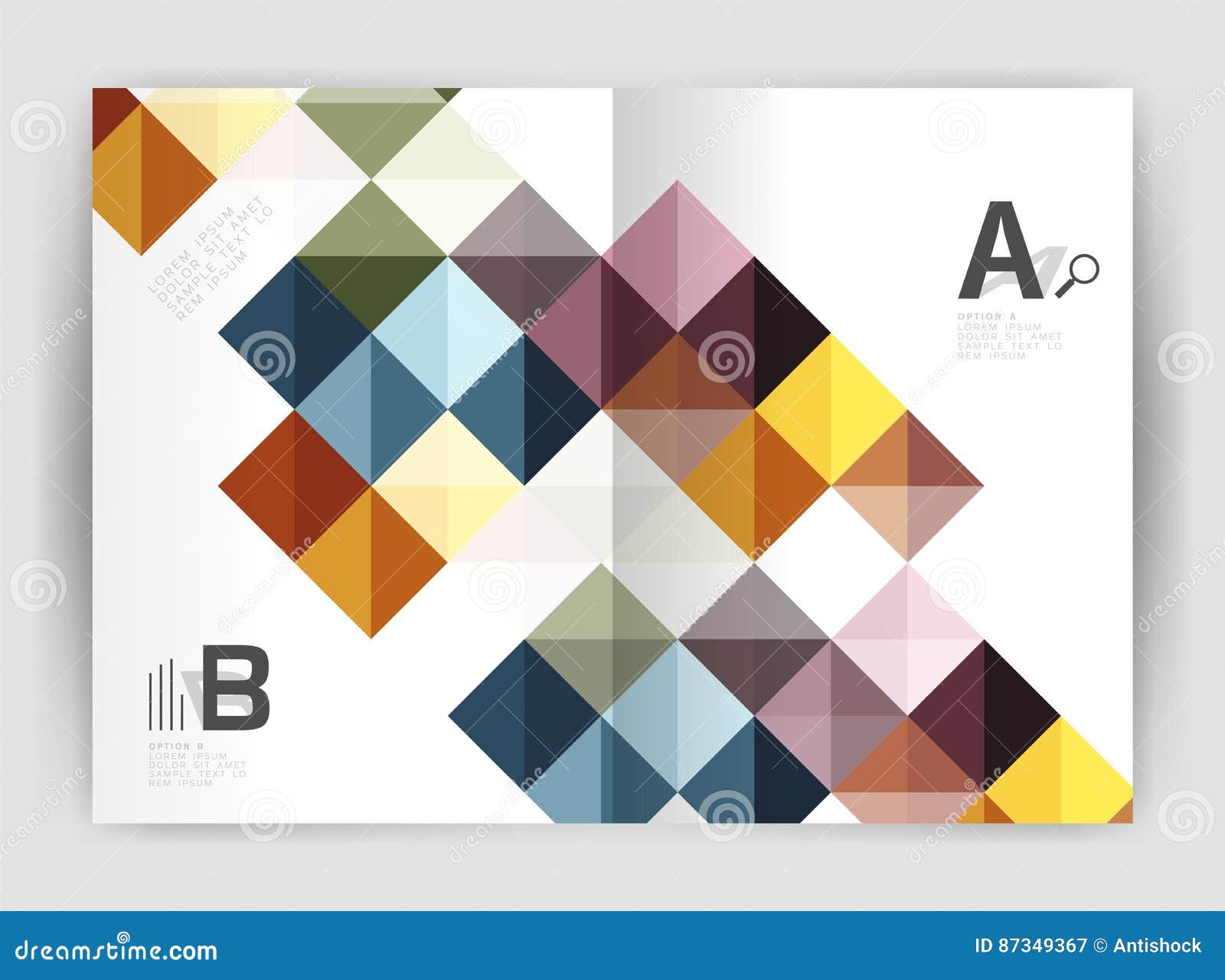 Vector Square Leaflet, Business A4 Print Template Stock Illustration ...