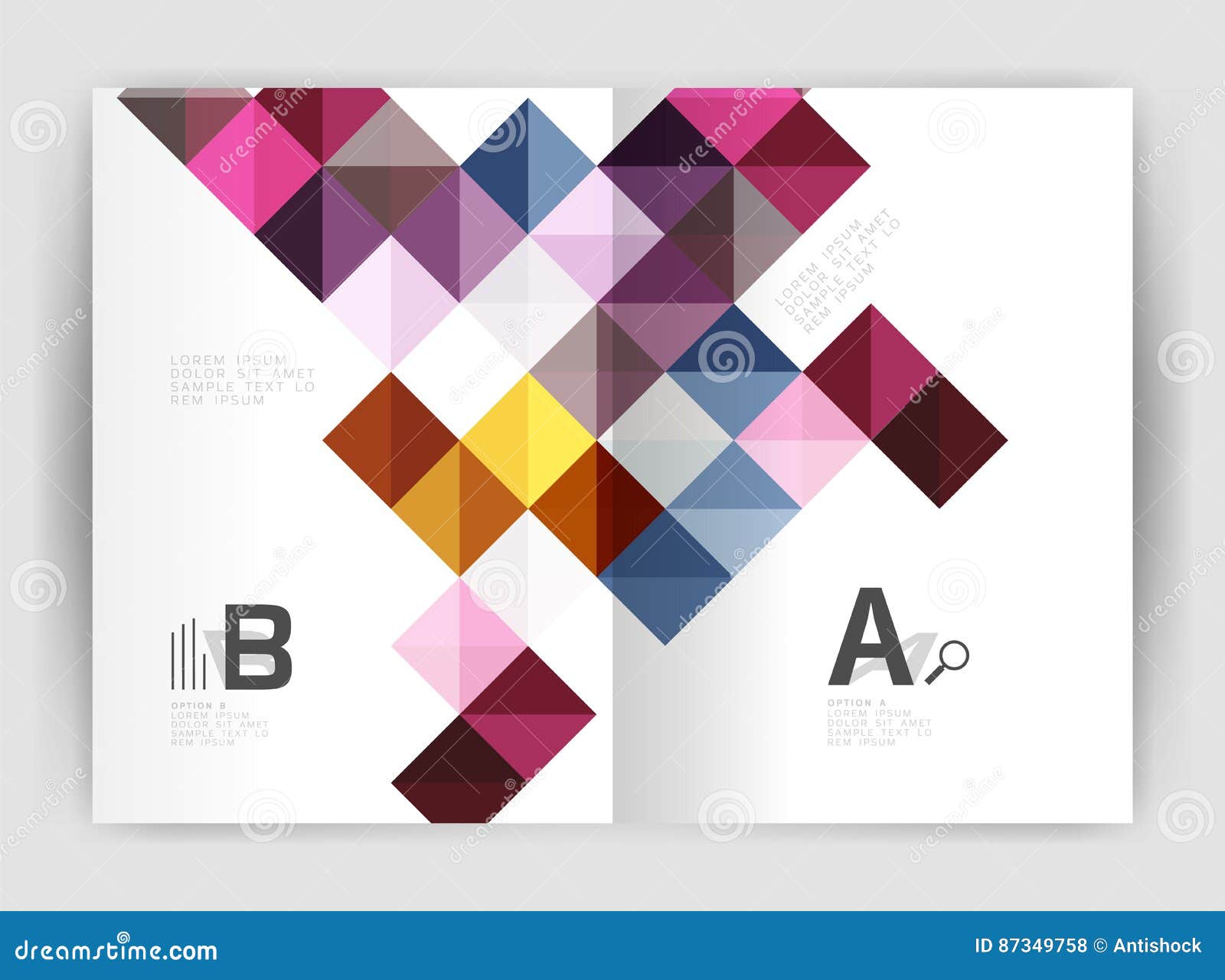 Vector Square Leaflet, Business A4 Print Template Stock Illustration ...