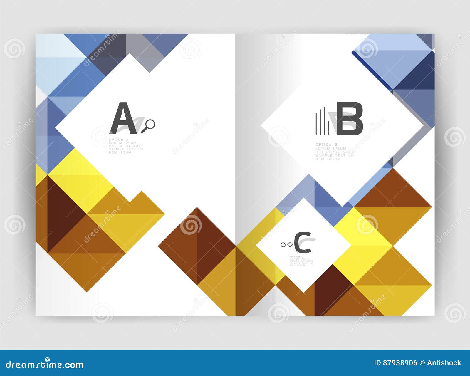 Vector Square Leaflet, Business A4 Print Template Stock Illustration ...