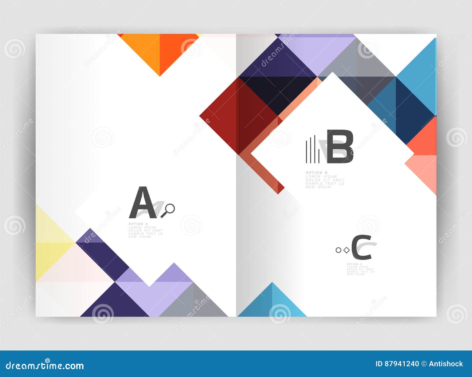Vector Square Leaflet, Business A4 Print Template Stock Illustration ...