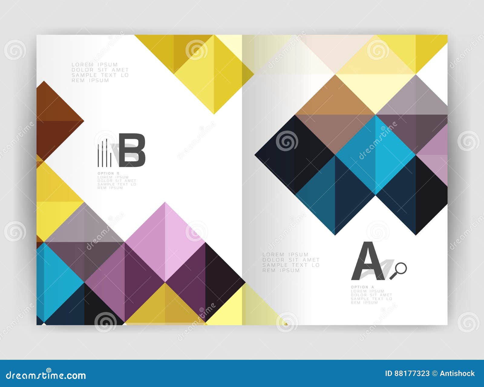 Vector Square Leaflet, Business A4 Print Template Stock Illustration ...