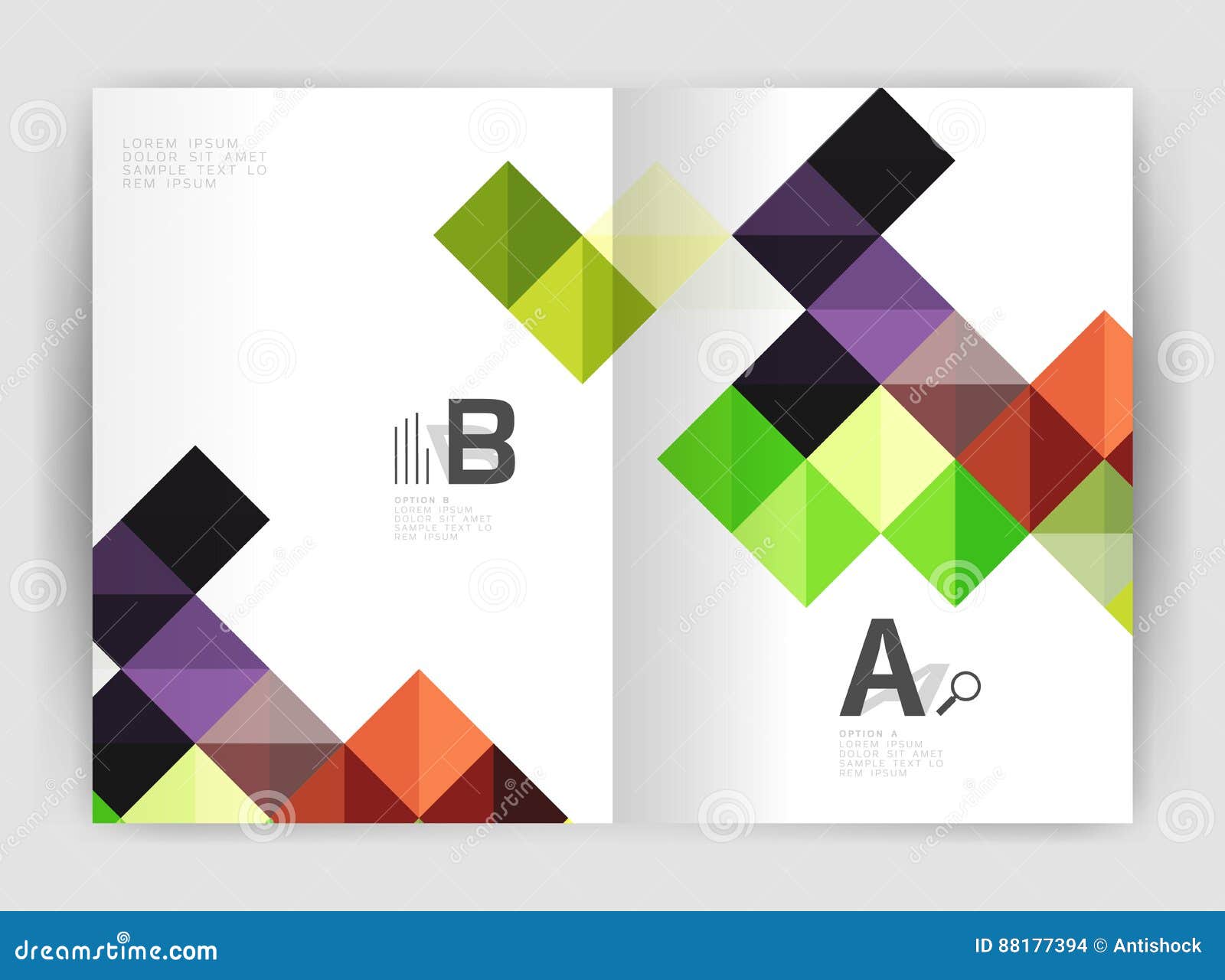 Vector Square Leaflet, Business A4 Print Template Stock Illustration ...