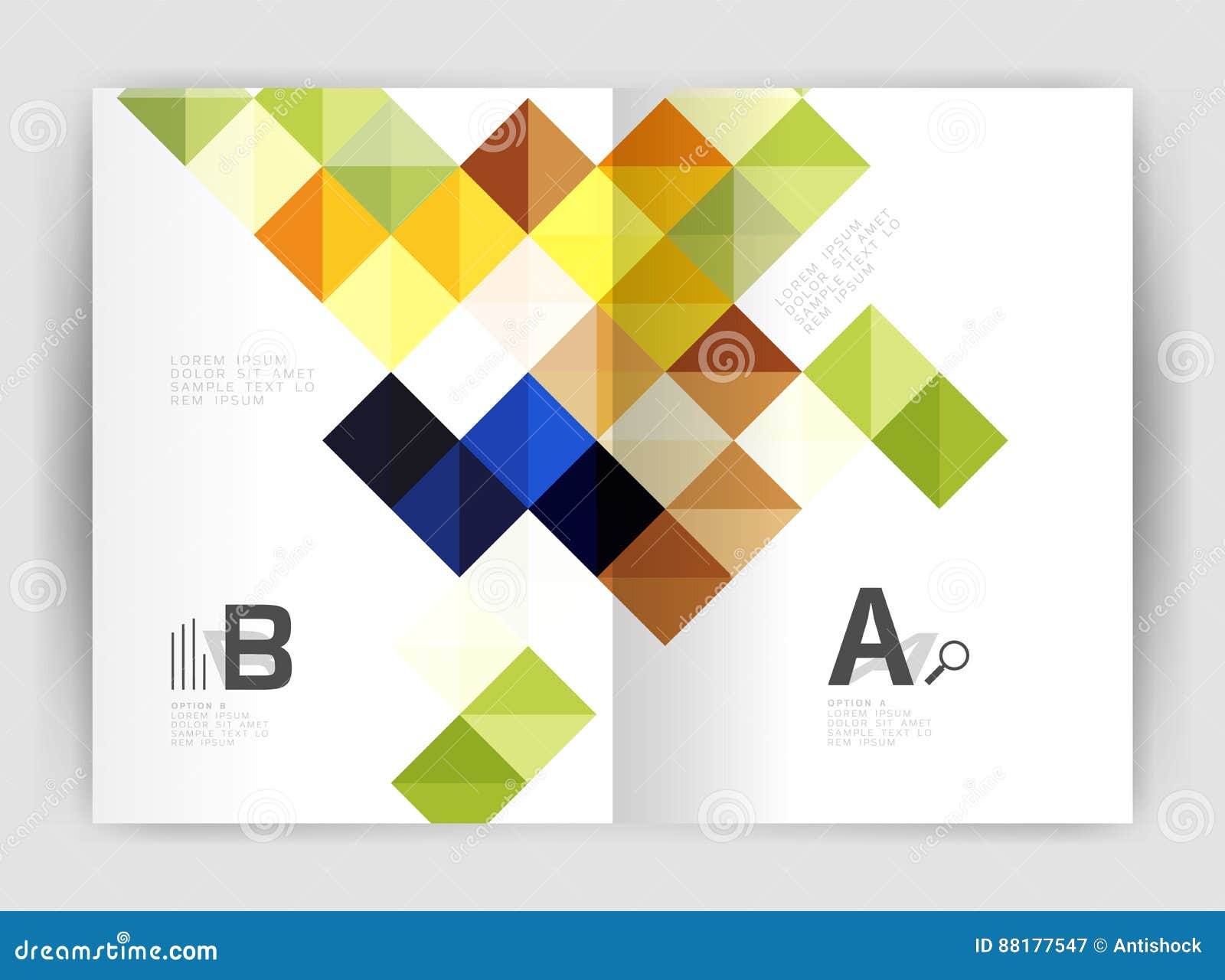Vector Square Leaflet, Business A4 Print Template Stock Illustration ...