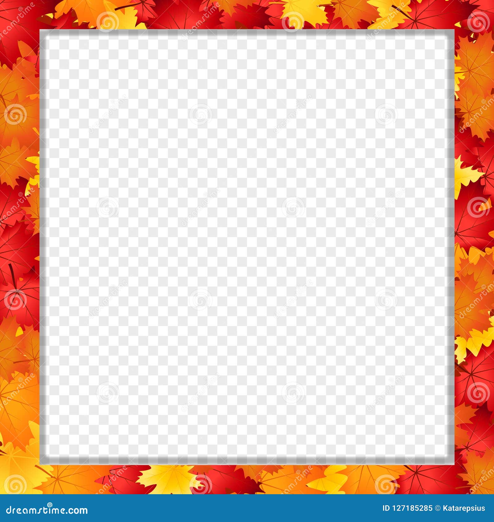 Vector Square Photo Frame with Fallen Autumn Maple Leaves Isolated with ...