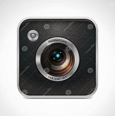Vector Square Retro Camera Icon Stock Vector - Illustration of ...