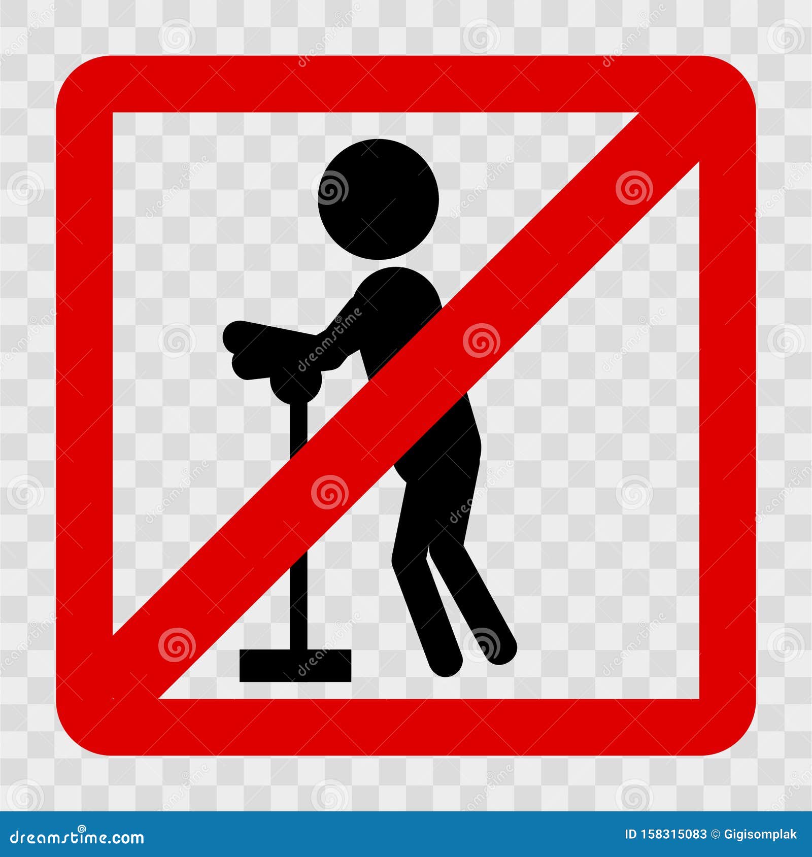 Simple Vector Square Rounded Corner, Prohibition Sign, Do Not Lean at ...