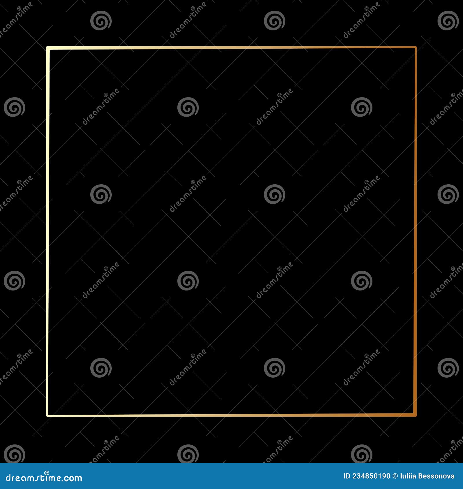 Vector Square Simple Gold Frame Isolated on Black Background ...
