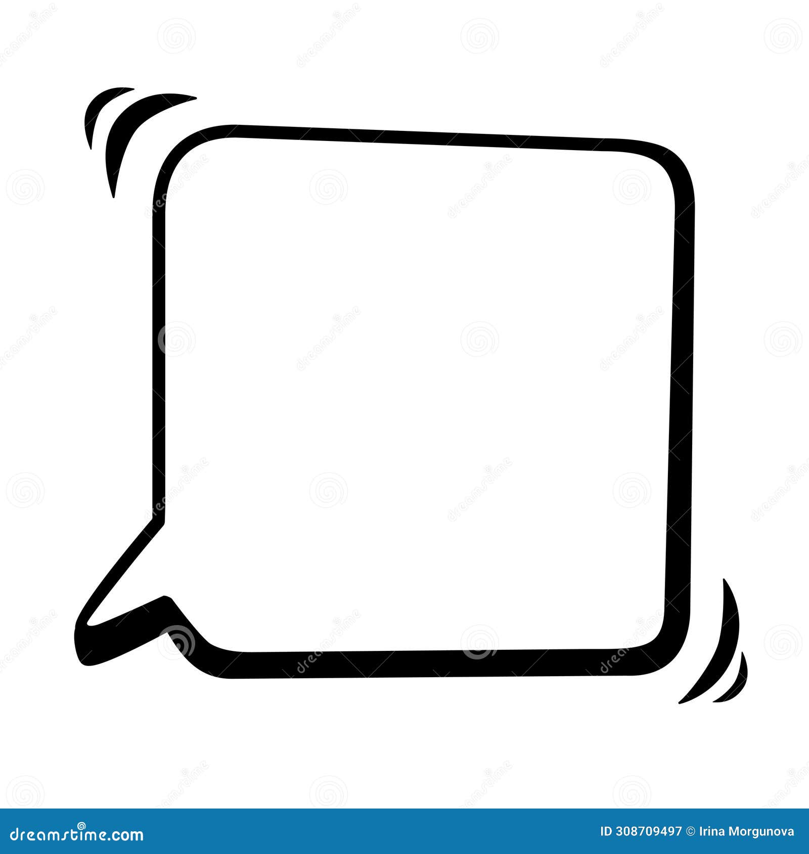 Vector Square Speech Bubble for Words. Black Hand Drawn Dialogue Doodle ...