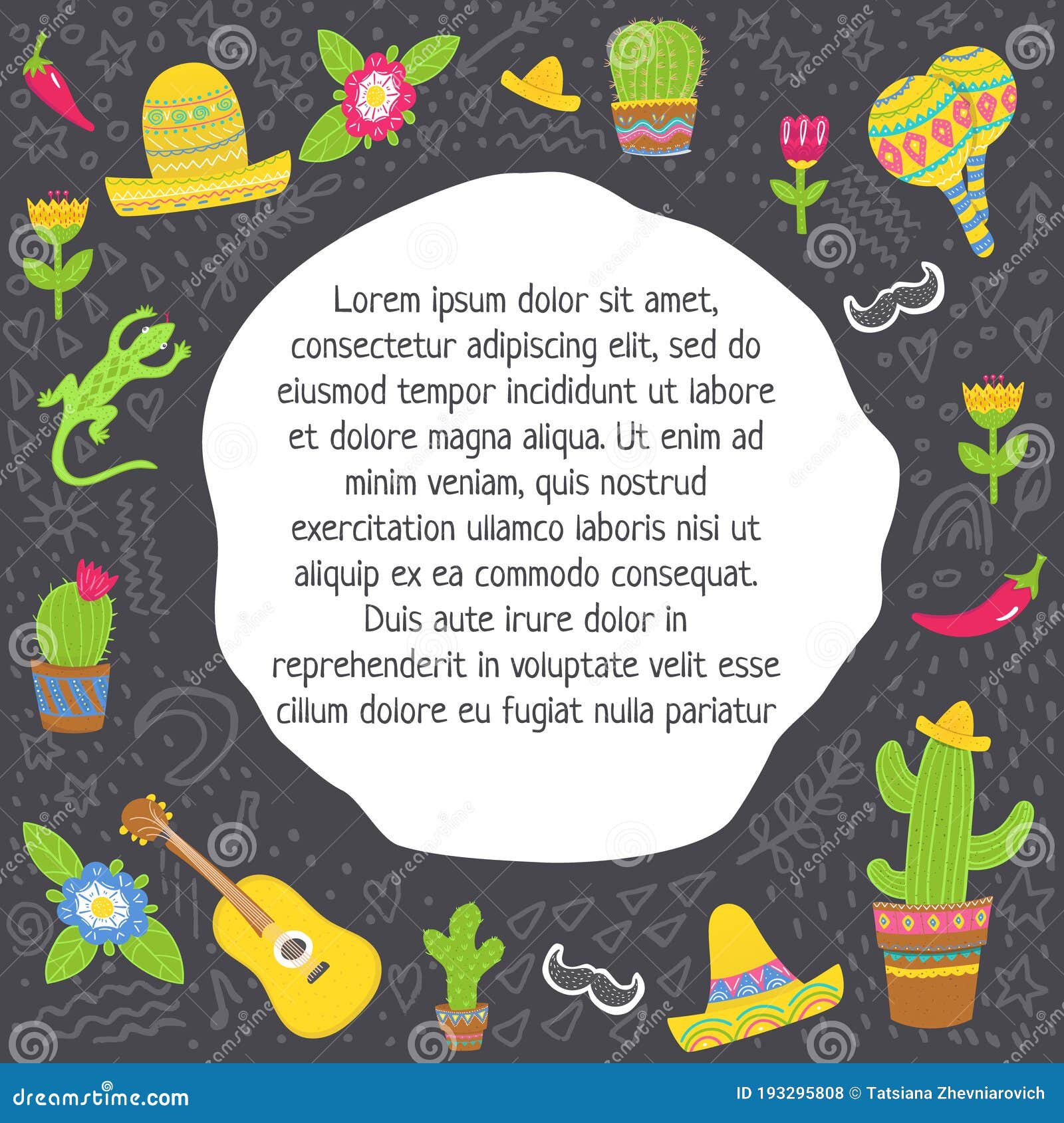 Vector Square Template in Mexican Style Stock Vector - Illustration of ...