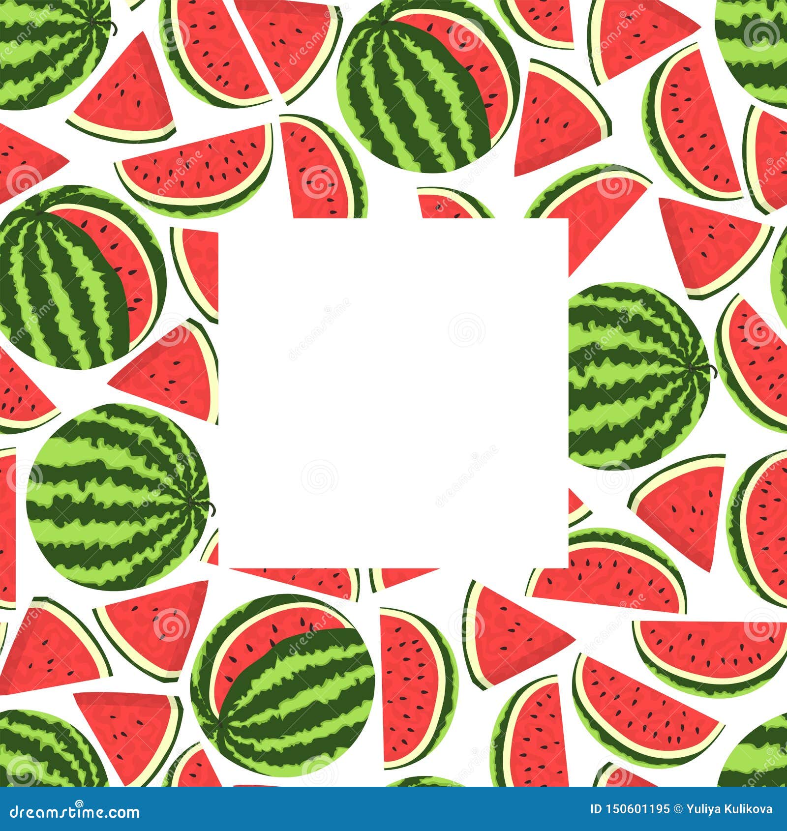 Square Watermelon Pixel Art Frame Design Vector Illustration ...