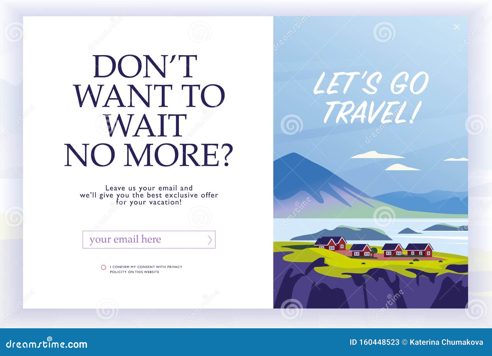 Vector Squeeze Page Design Template with Beautiful Flat Landscape ...