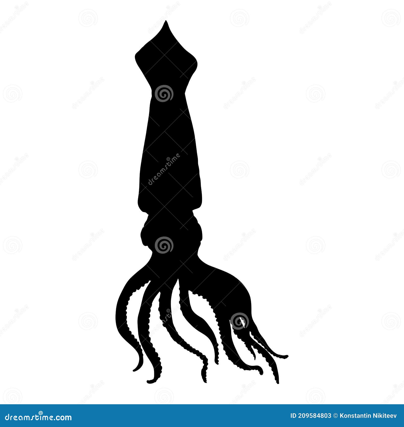 Vector Squid Silhouette Illustration Stock Vector - Illustration of ...