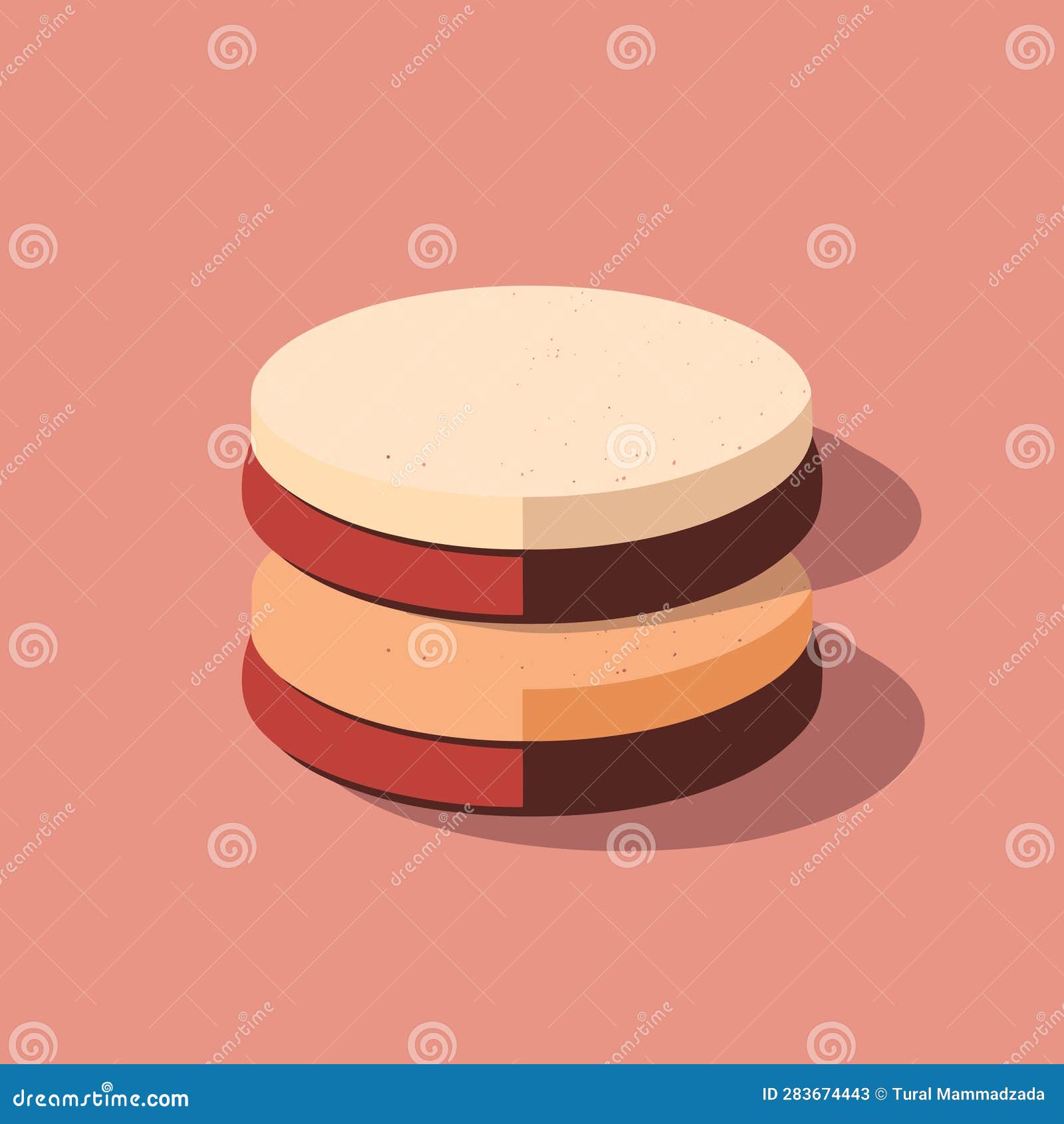 Vector of a Stack of Cookies on a Pink Surface - Flat Icon Vector ...
