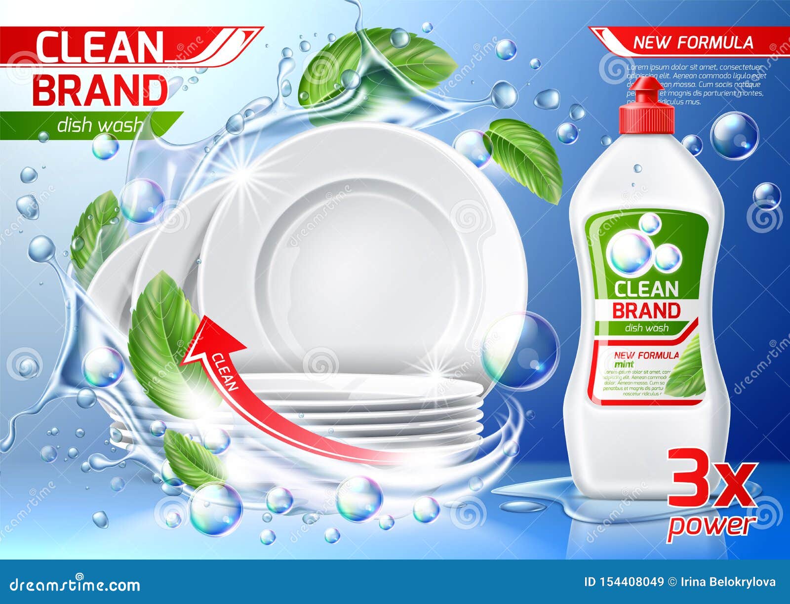 Vector Stack of Plates Washing Bottle Detergent Stock Vector ...