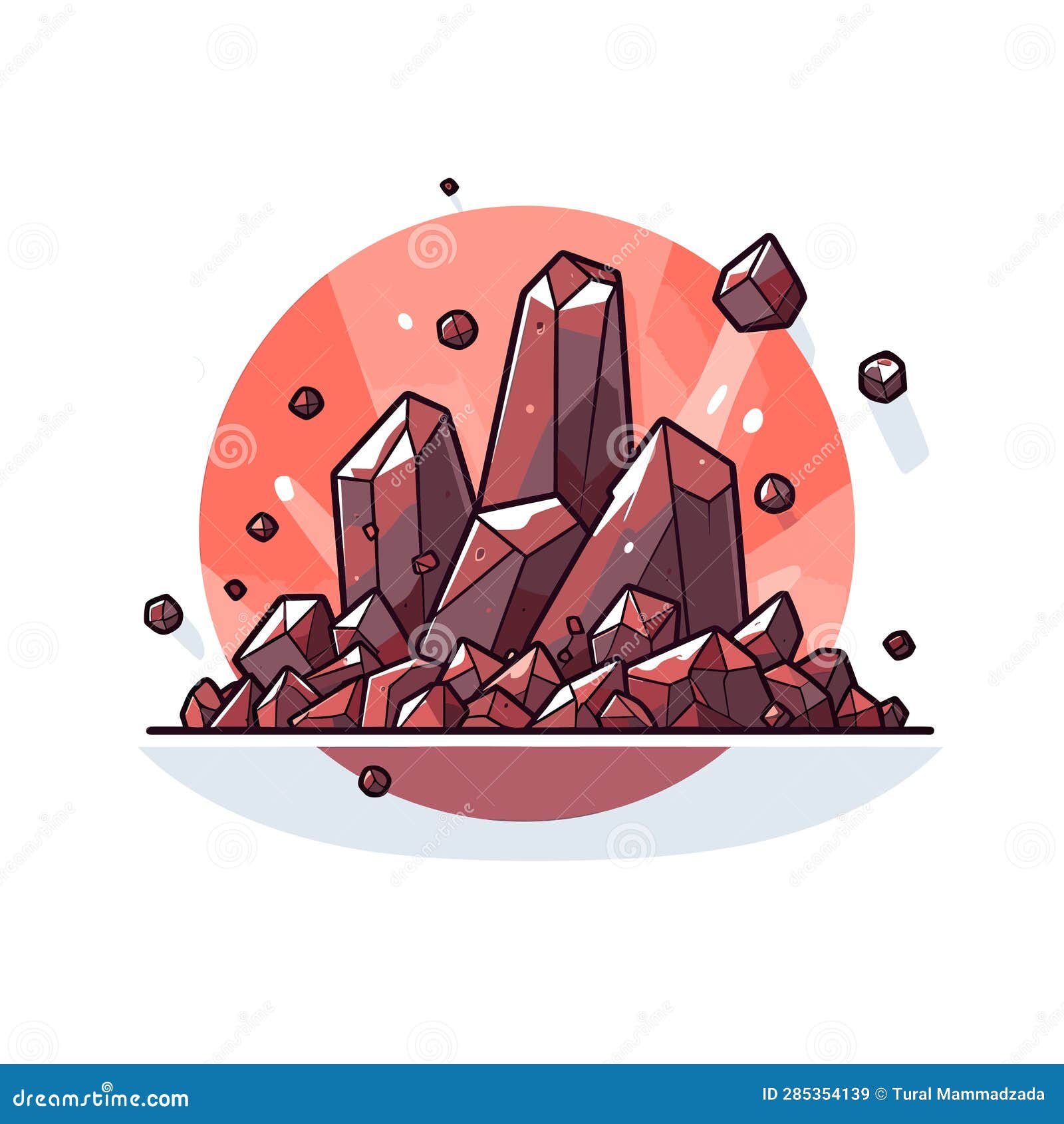 Vector of a Stack of Rocks with a Vibrant Red Circle in the Background ...
