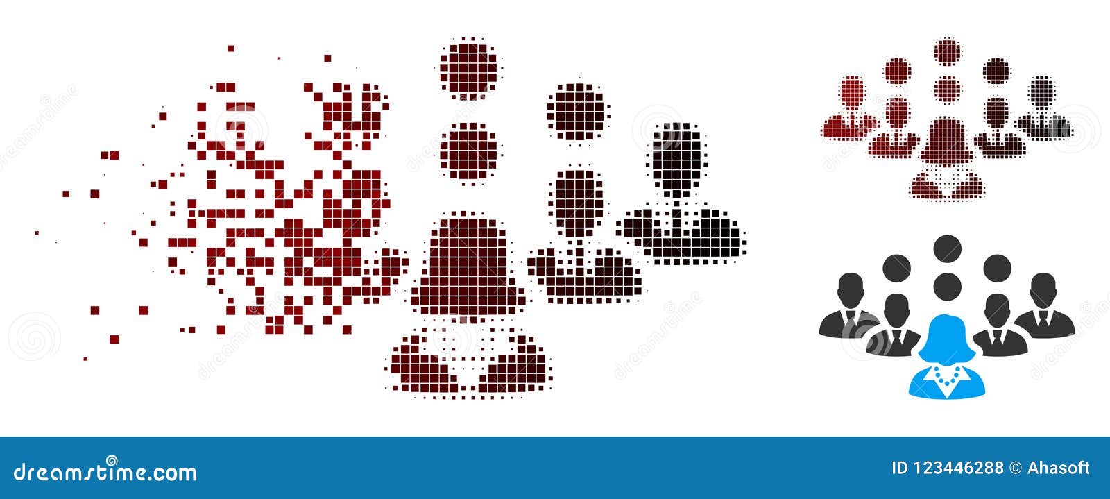 Dissipated Pixel Halftone Staff Team Icon Stock Vector - Illustration ...