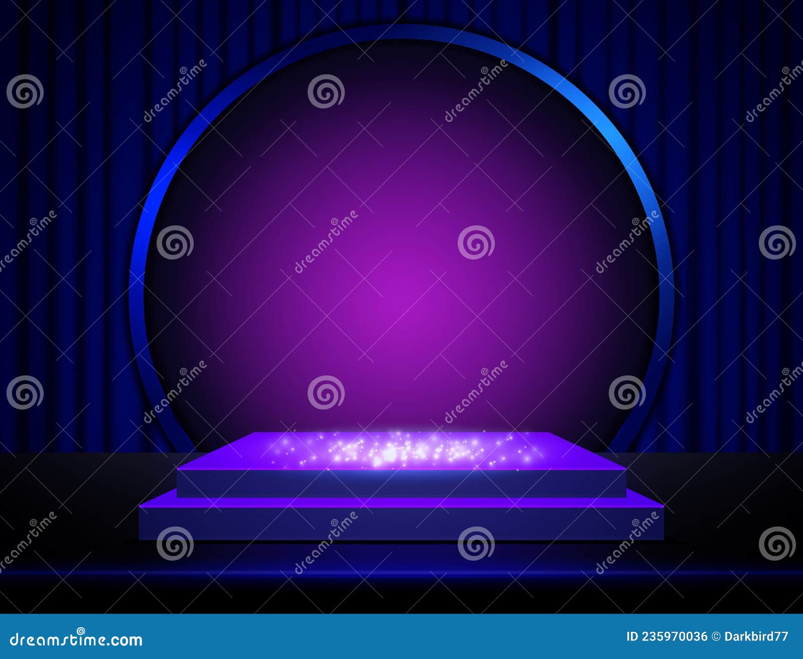 Vector Stage Violet Neon Background with Geometric Blue Platform for ...