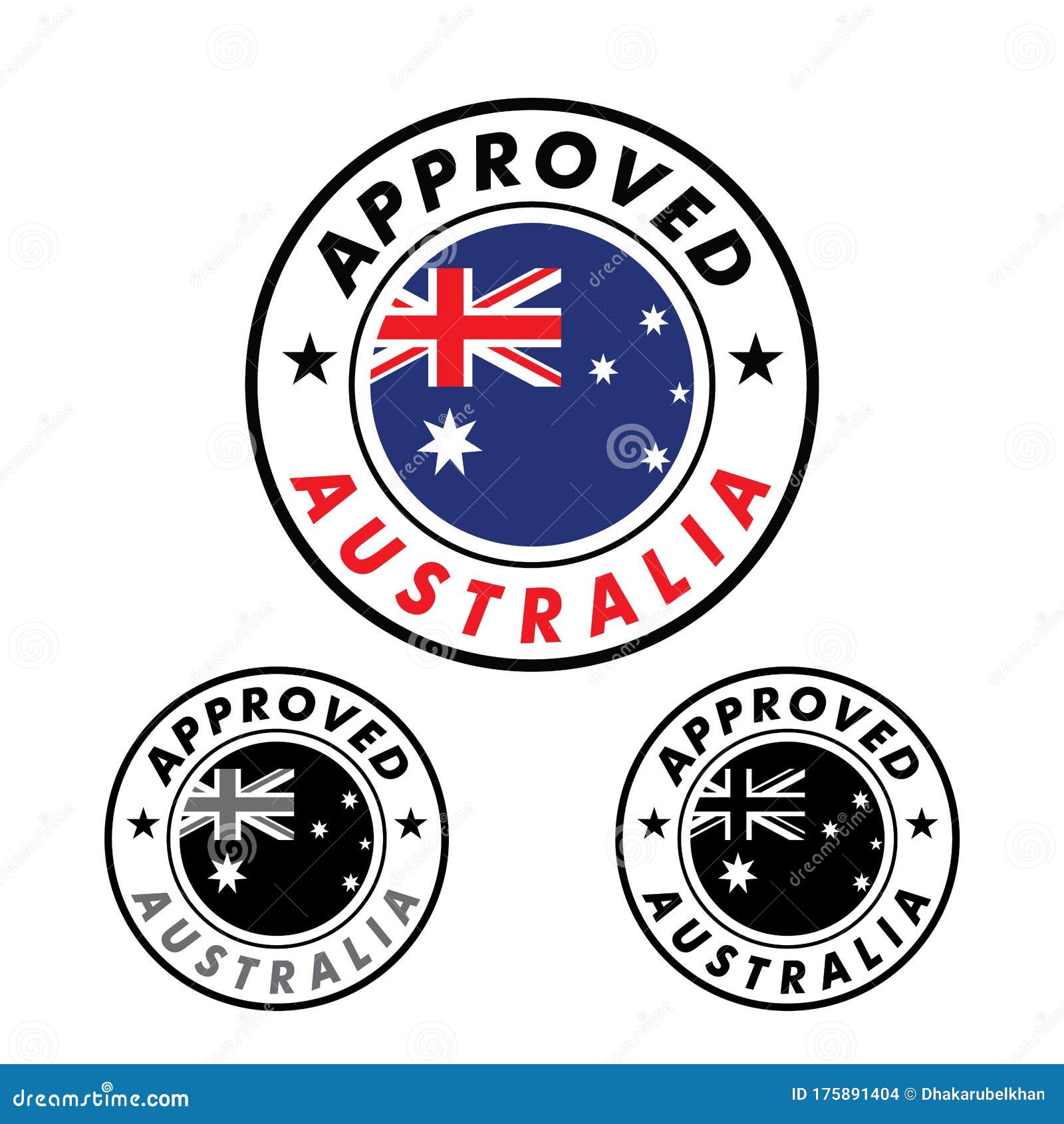 Vector Stamp of Approved Logo with Australia Flag in the Round Shape on ...