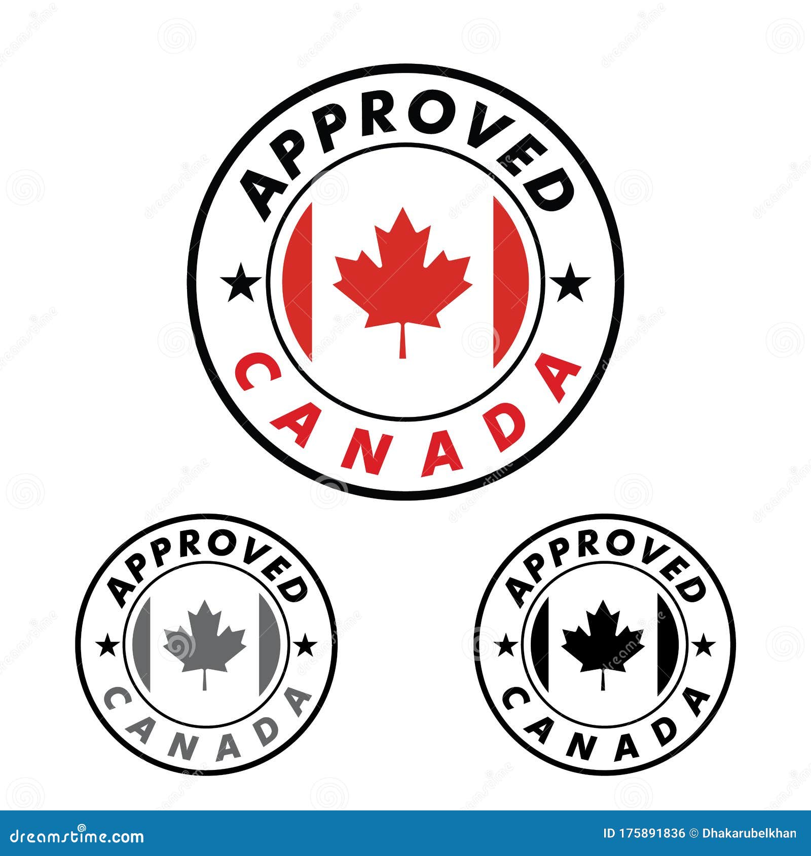 Vector Stamp of Approved Logo with Canada Flag in the Round Shape on ...