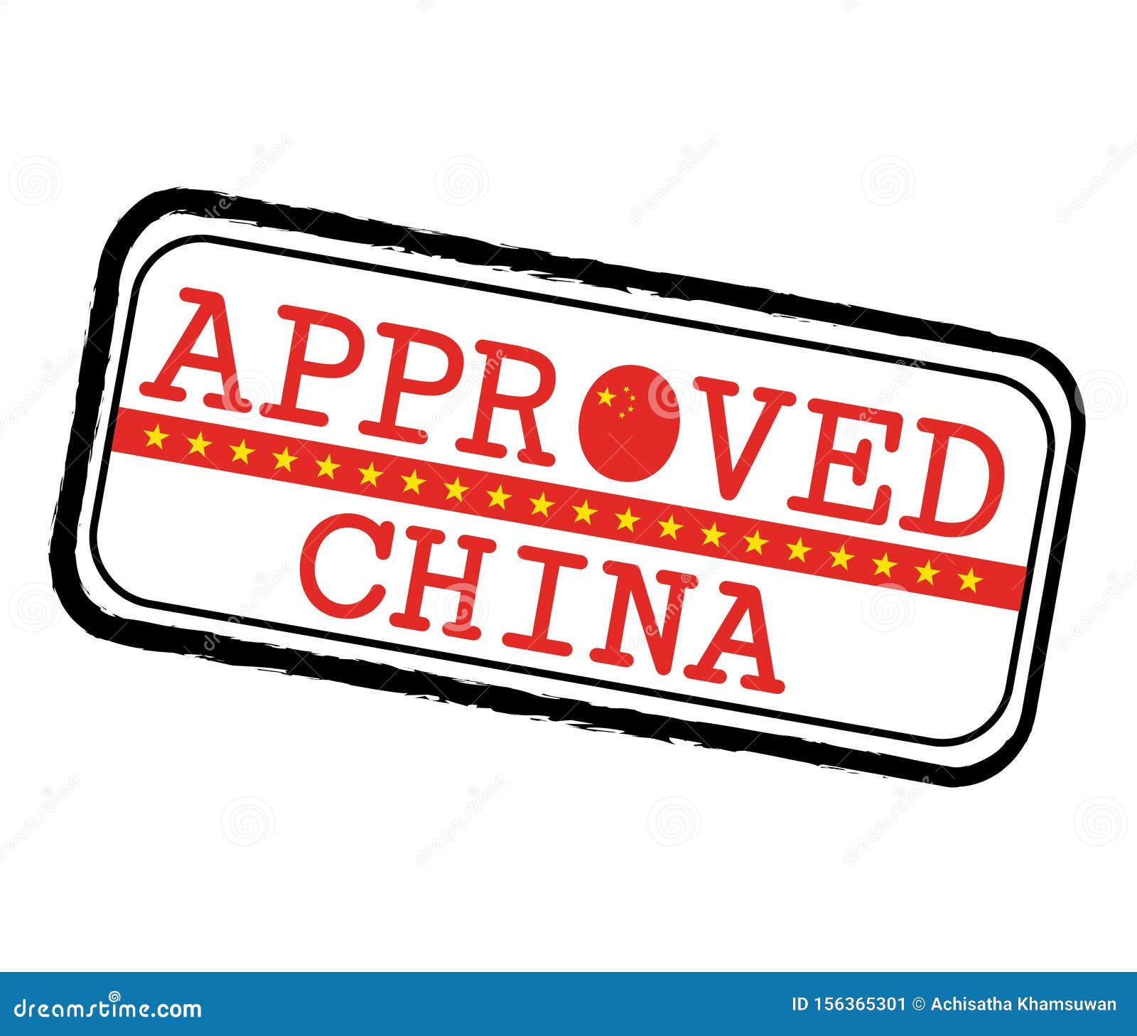 Vector Stamp of Approved Logo with Chinese Flag in the Shape of O and ...