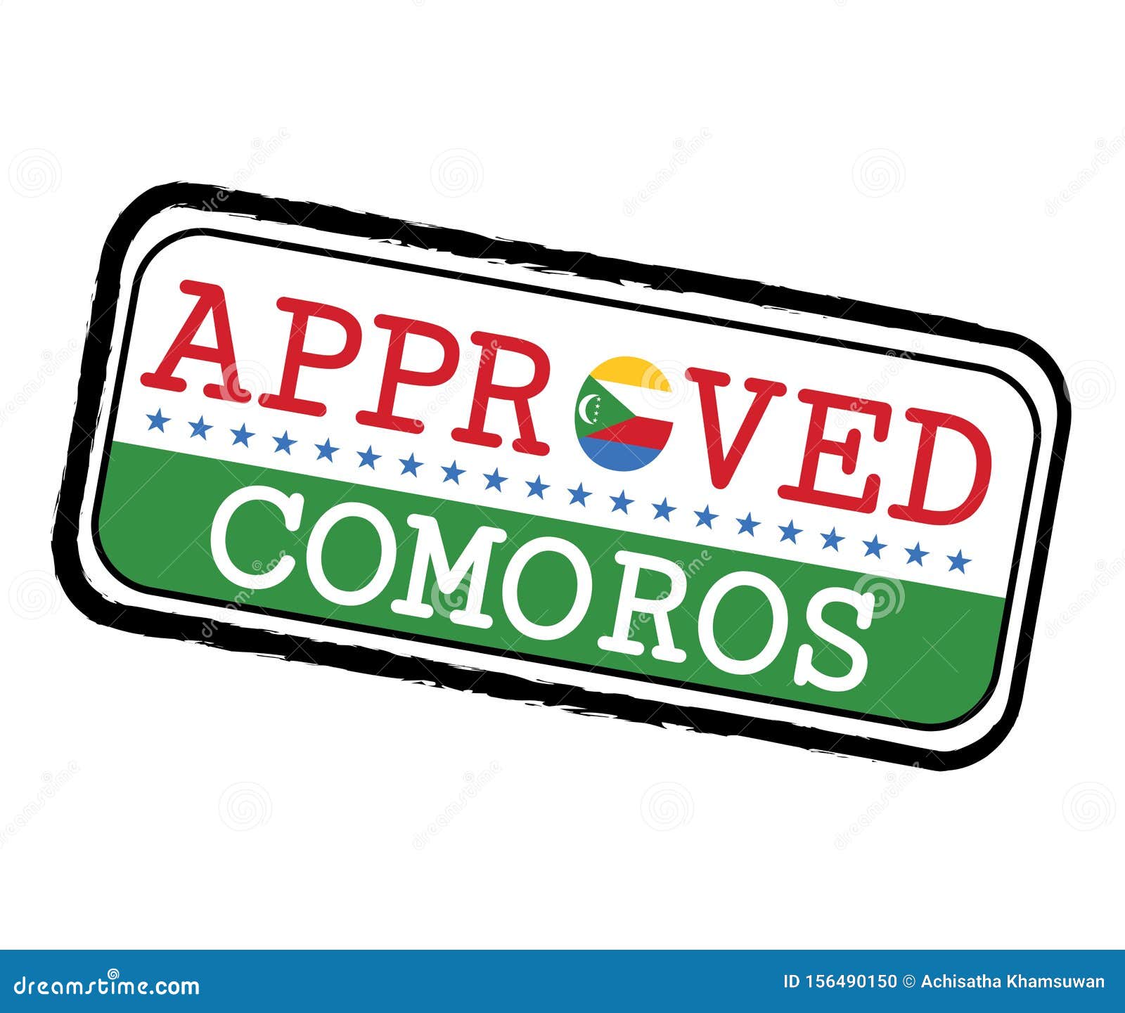 Vector Stamp of Approved Logo with Comoros Flag in the Shape of O and ...