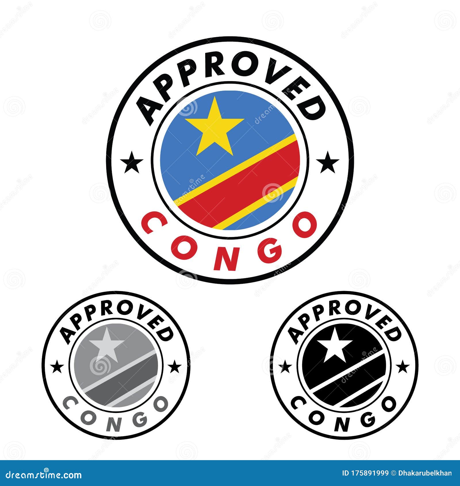 Vector Stamp of Approved Logo with Congo Flag in the Round Shape on the ...