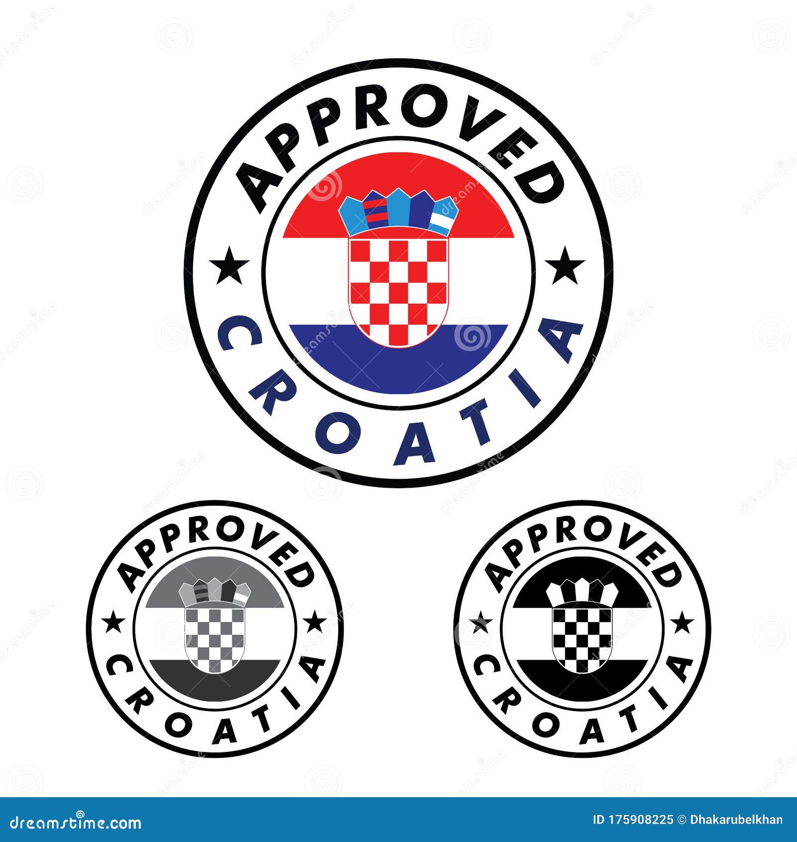 Vector Stamp of Approved Logo with Croatia Flag in the Round Shape on ...