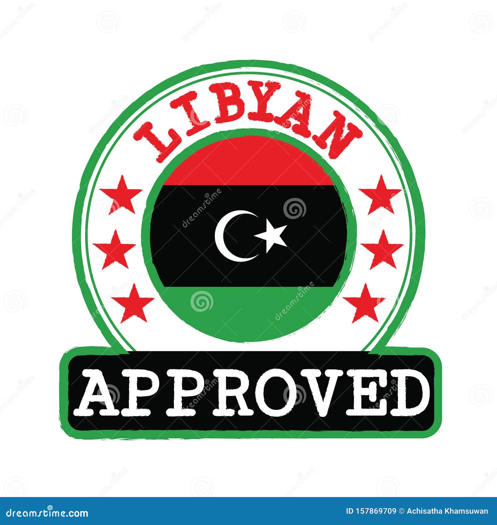 Vector Stamp of Approved Logo with Libyan Flag in the Round Shape on ...