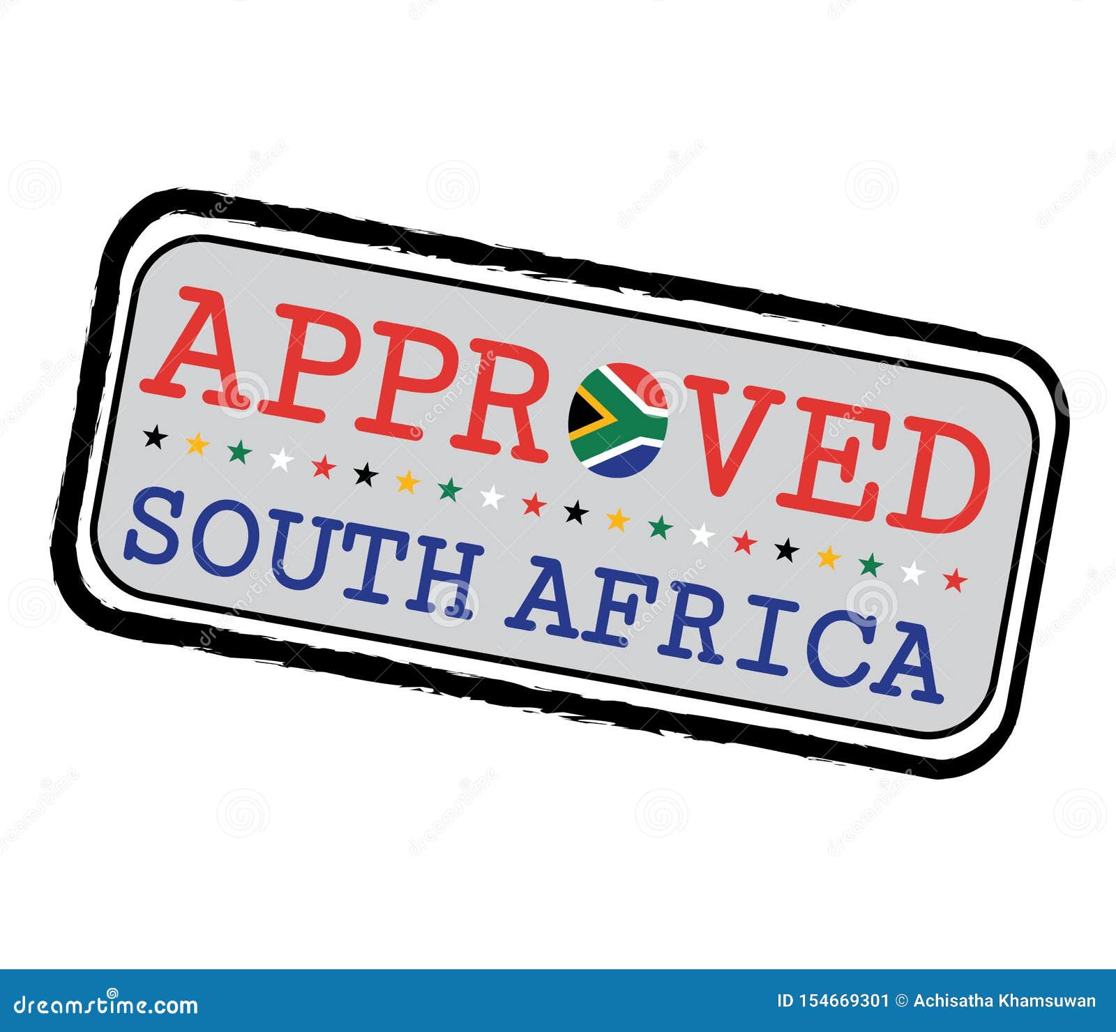 Vector Stamp of Approved Logo with South Africa Flag in the Shape of O ... Vector Stamp of Approved Logo with South Africa Flag in the Shape of O ...