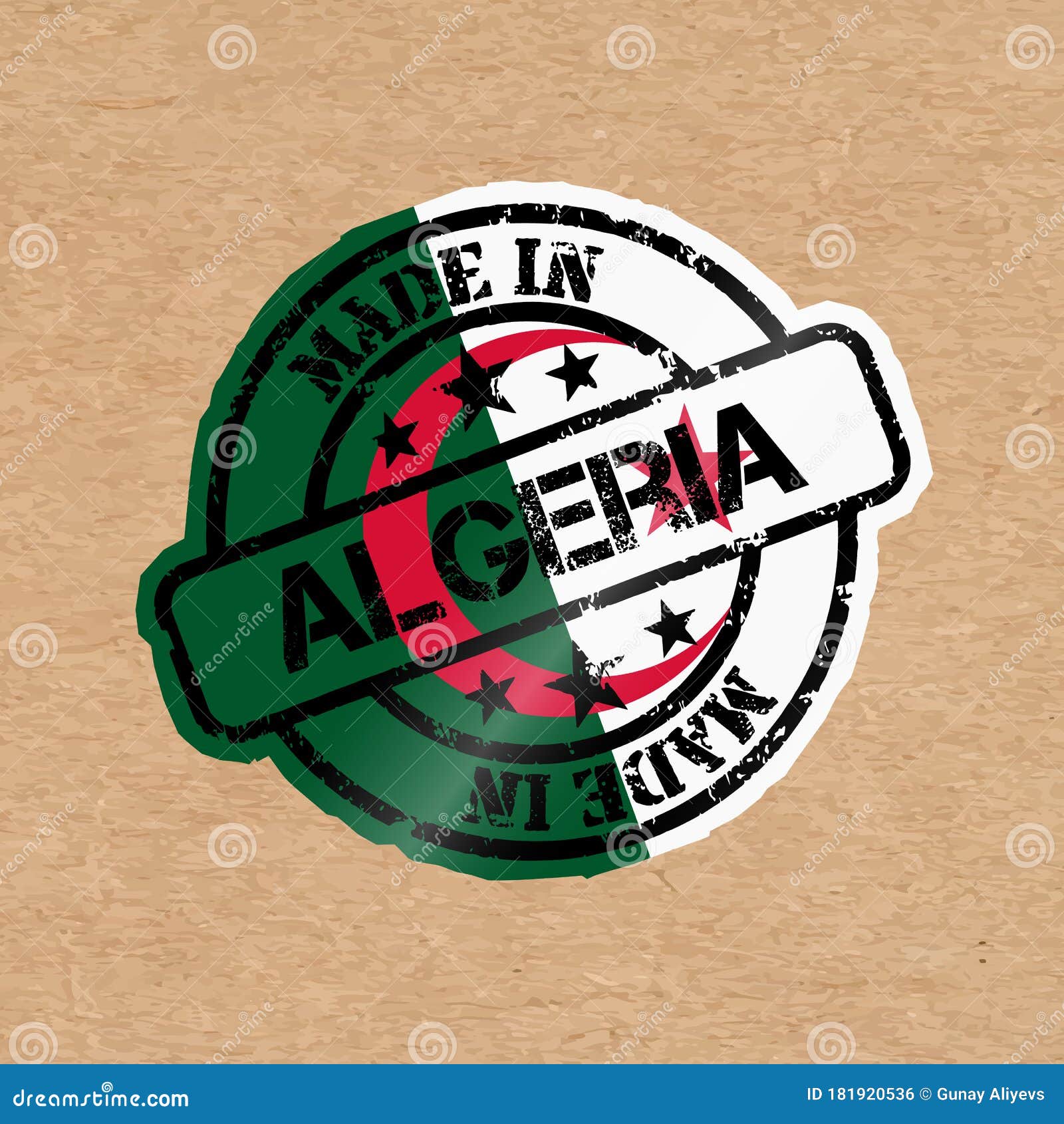 Vector Stamp with Flag of the Algeria. Lettering Made in Algeria Stock ...